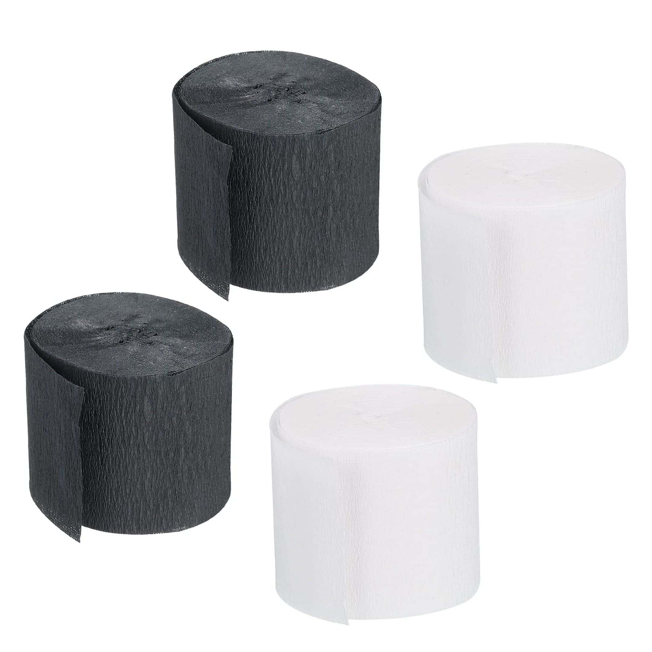 Vibrant Crepe Paper Streamers Set - 4 Rolls of 32ft in Black and White ...