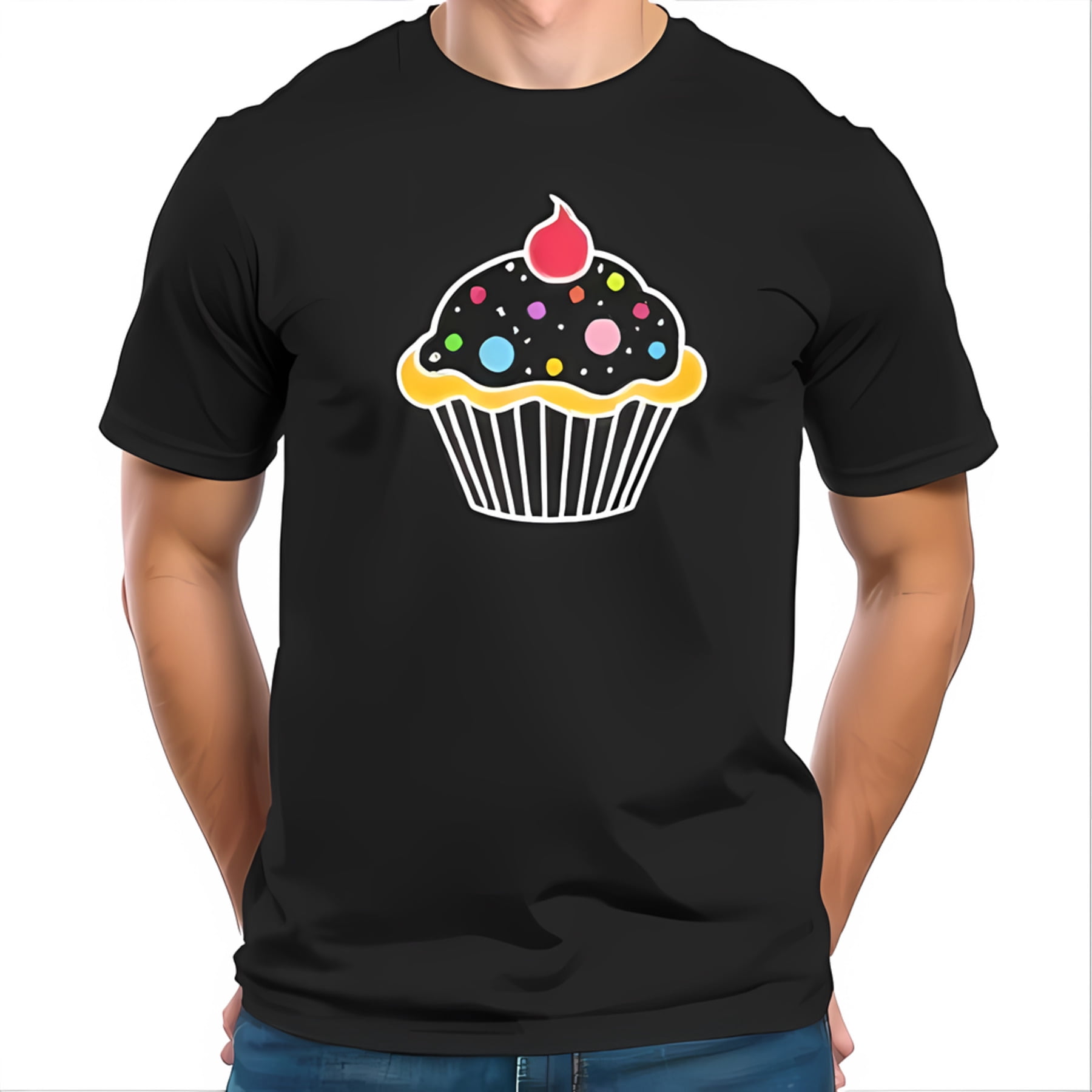 Vibrant Cupcake Graphic Cotton Short Sleeve T-Shirt - Fun & Whimsical ...