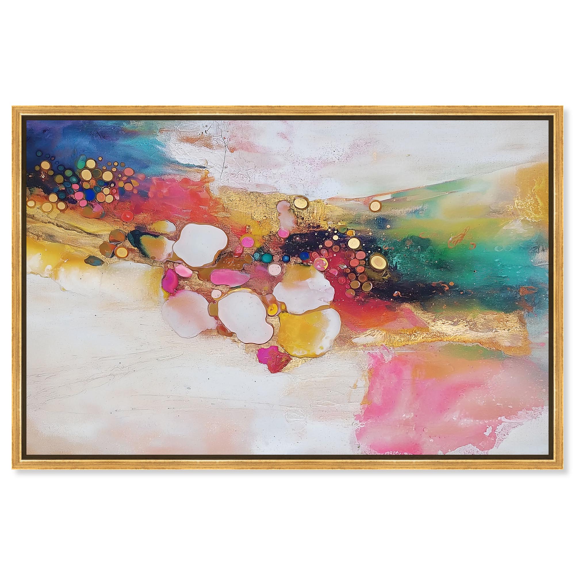 Vibrant Dabs II Canvas Abstract Pop Art by Art Remedy, Gold Frame, 45 x ...
