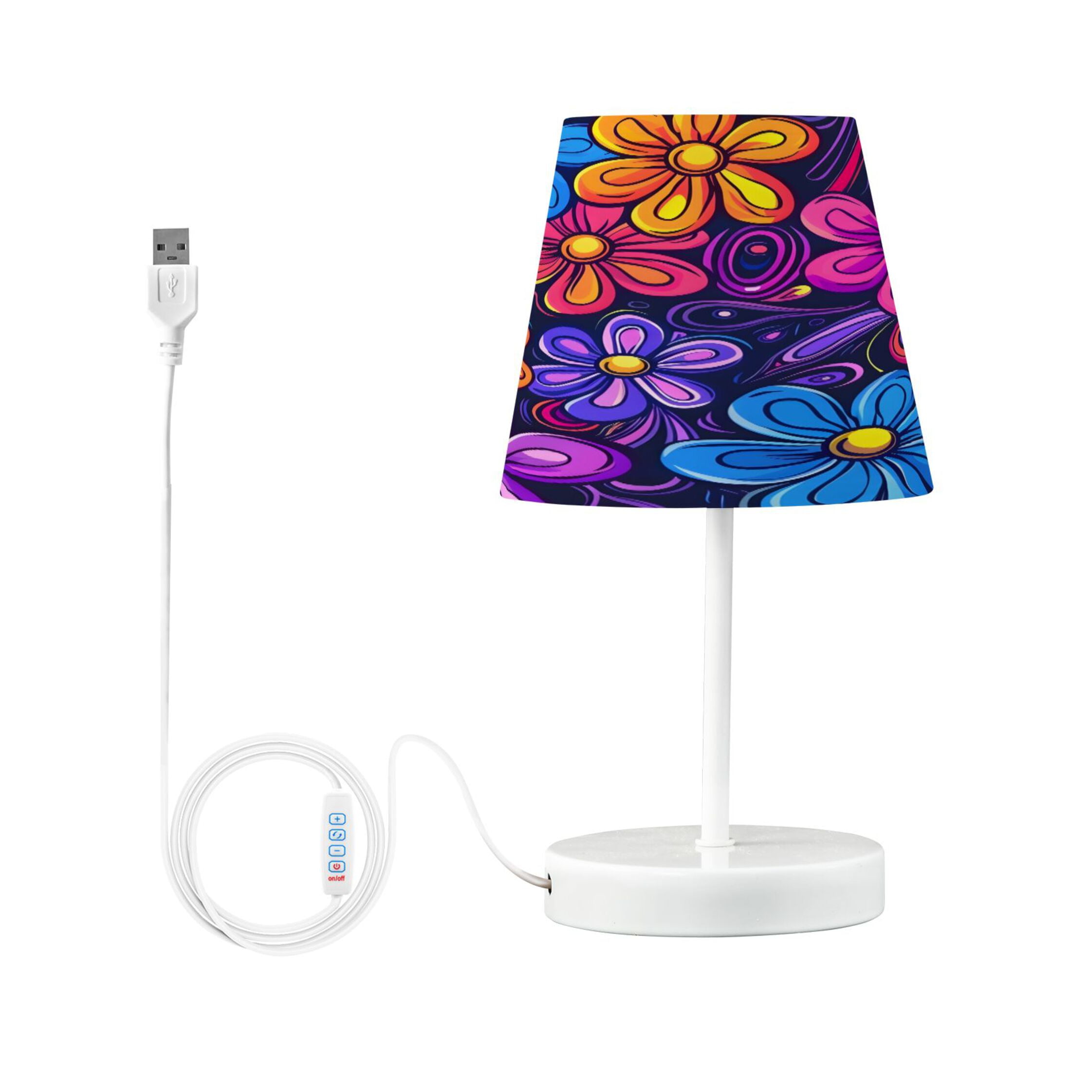 Vibrant Daisy Flowers Desk Lamp LED Table Nightstand Lamps with 3 Color ...