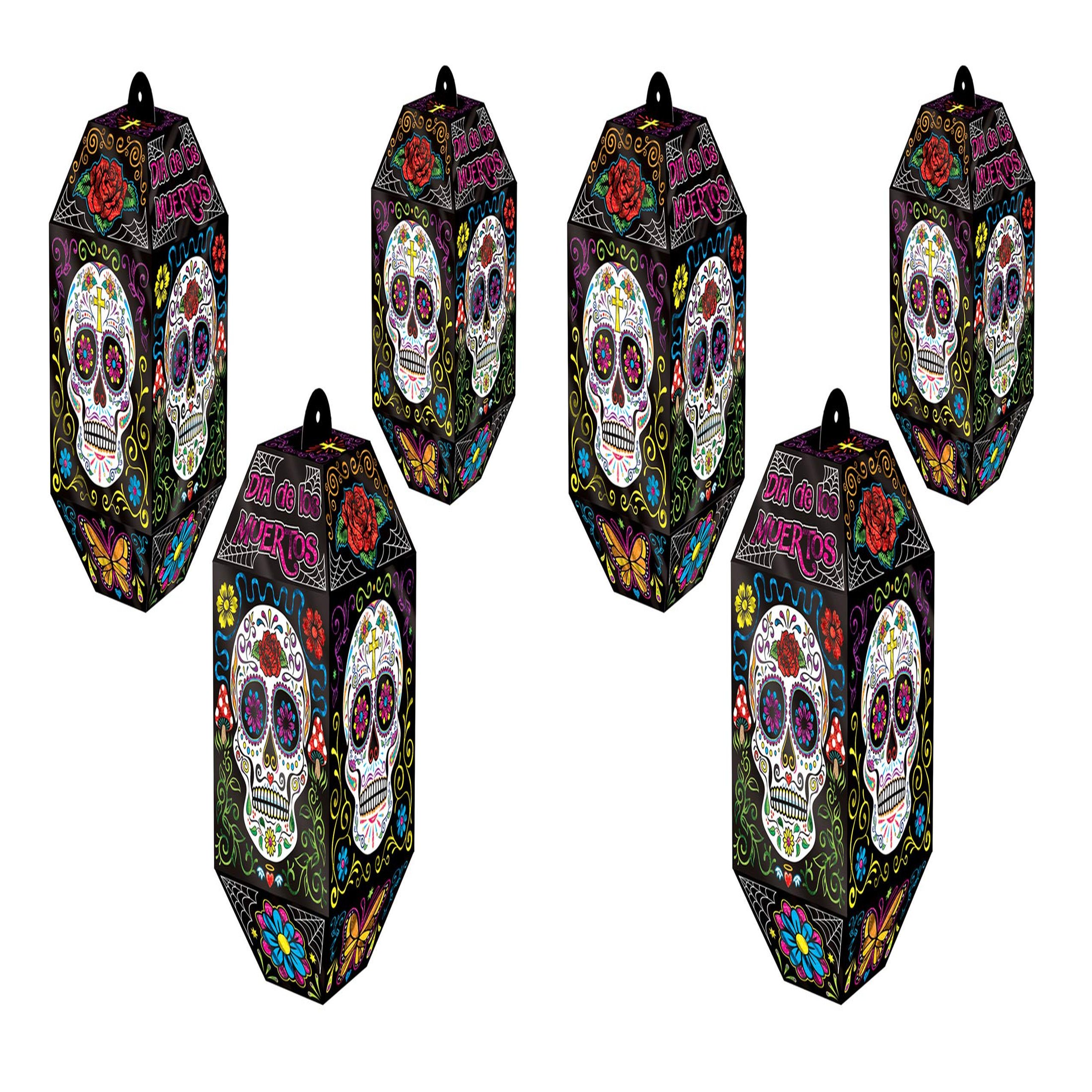 Vibrant Day of the Dead Sugar Lanterns - Multicolored Decorative Paper ...