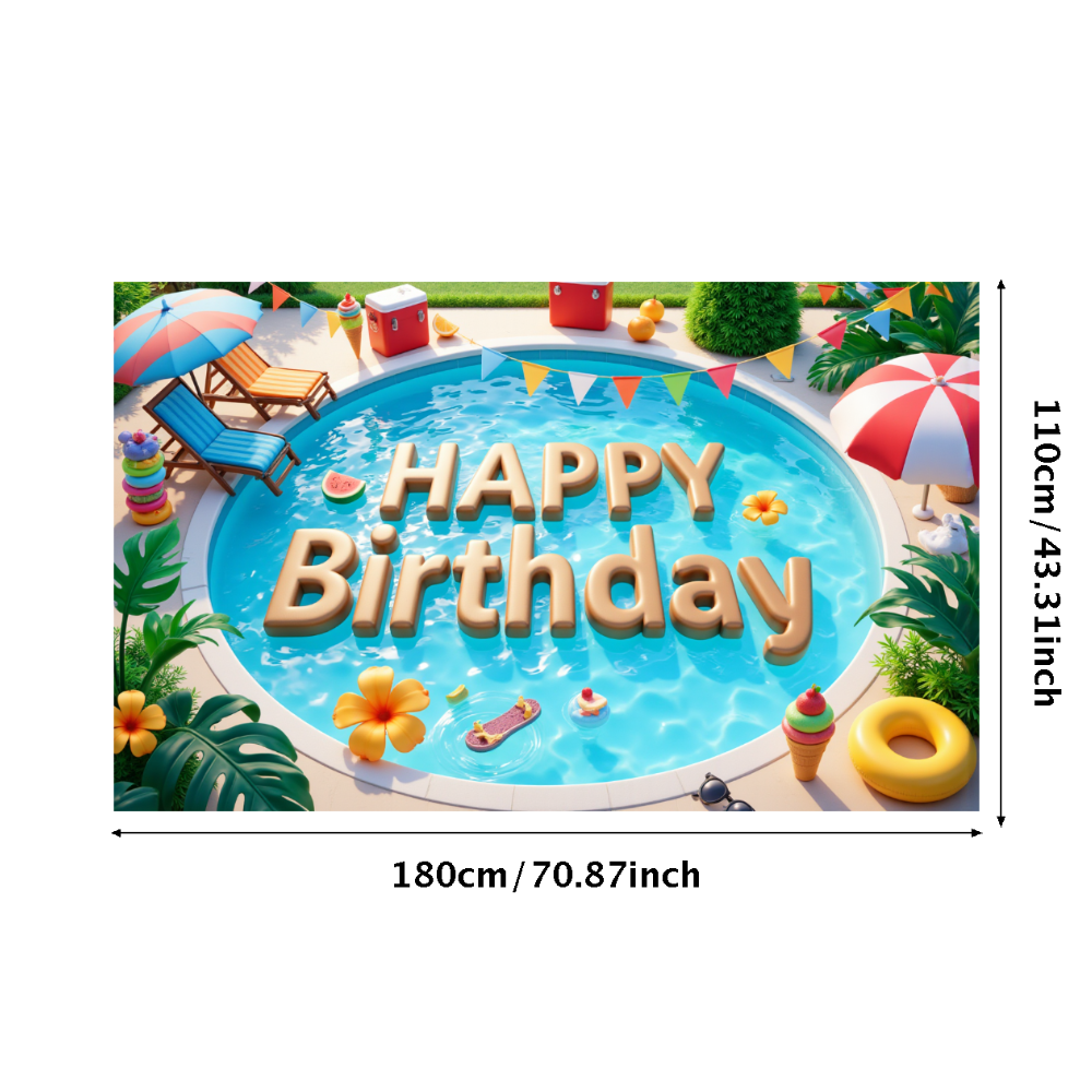 Vibrant Design Happy Birthday Swimming Pool Summer Theme Float ...