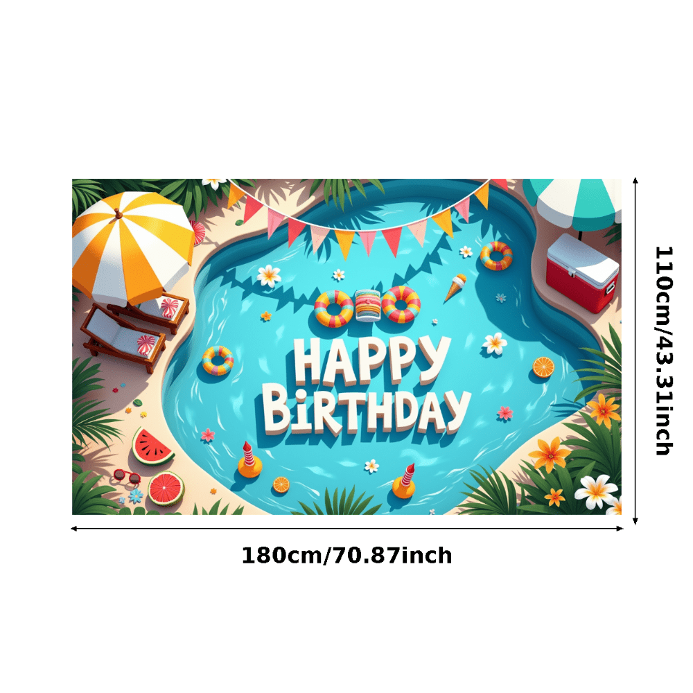 Vibrant Design Happy Birthday Swimming Pool Summer Theme Float ...