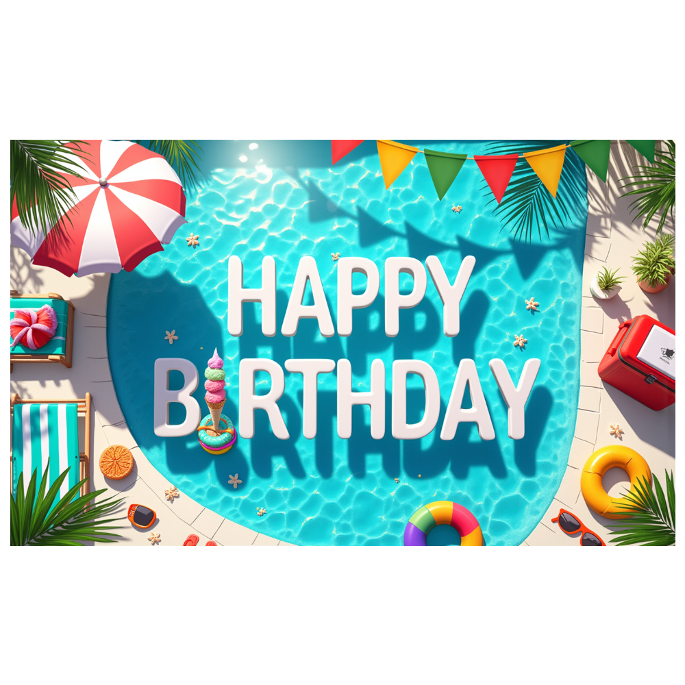 Vibrant Design Happy Birthday Swimming Pool Summer Theme Float ...