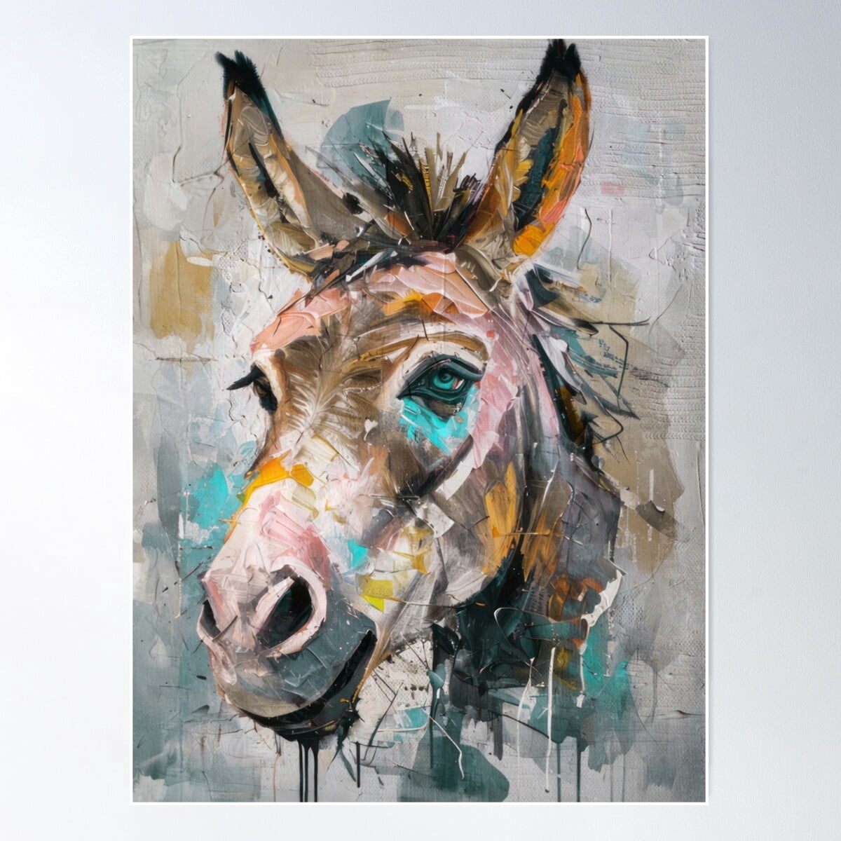 Vibrant Donkey Portrait - Abstract Country Animal Painting - Modern ...