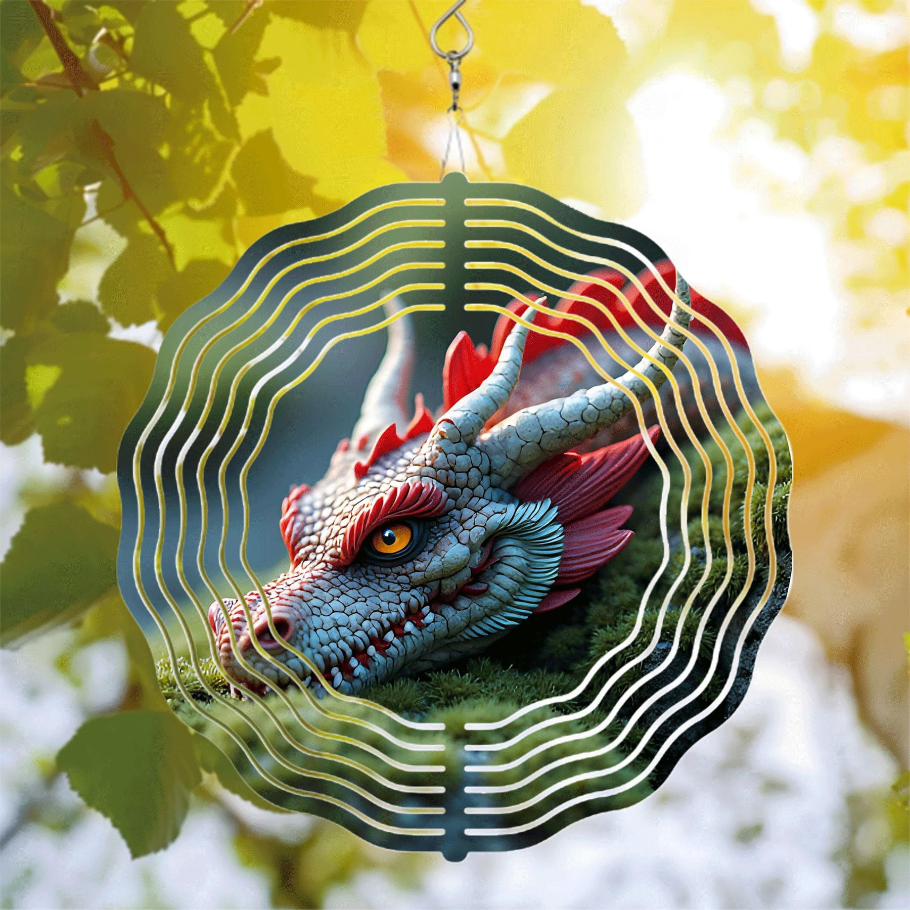 Vibrant Dragon Design Metal Hanging Wind Spinners & Chimes for Yard ...