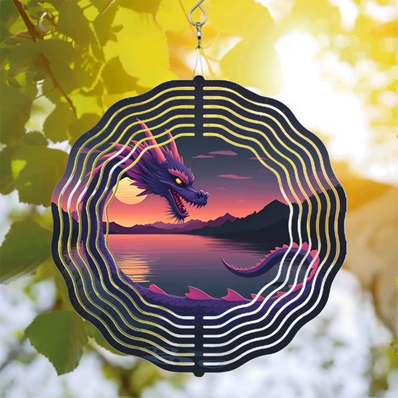 Vibrant Dragon Metal Wind Spinner & Chime - Stunning Circular Design ...
