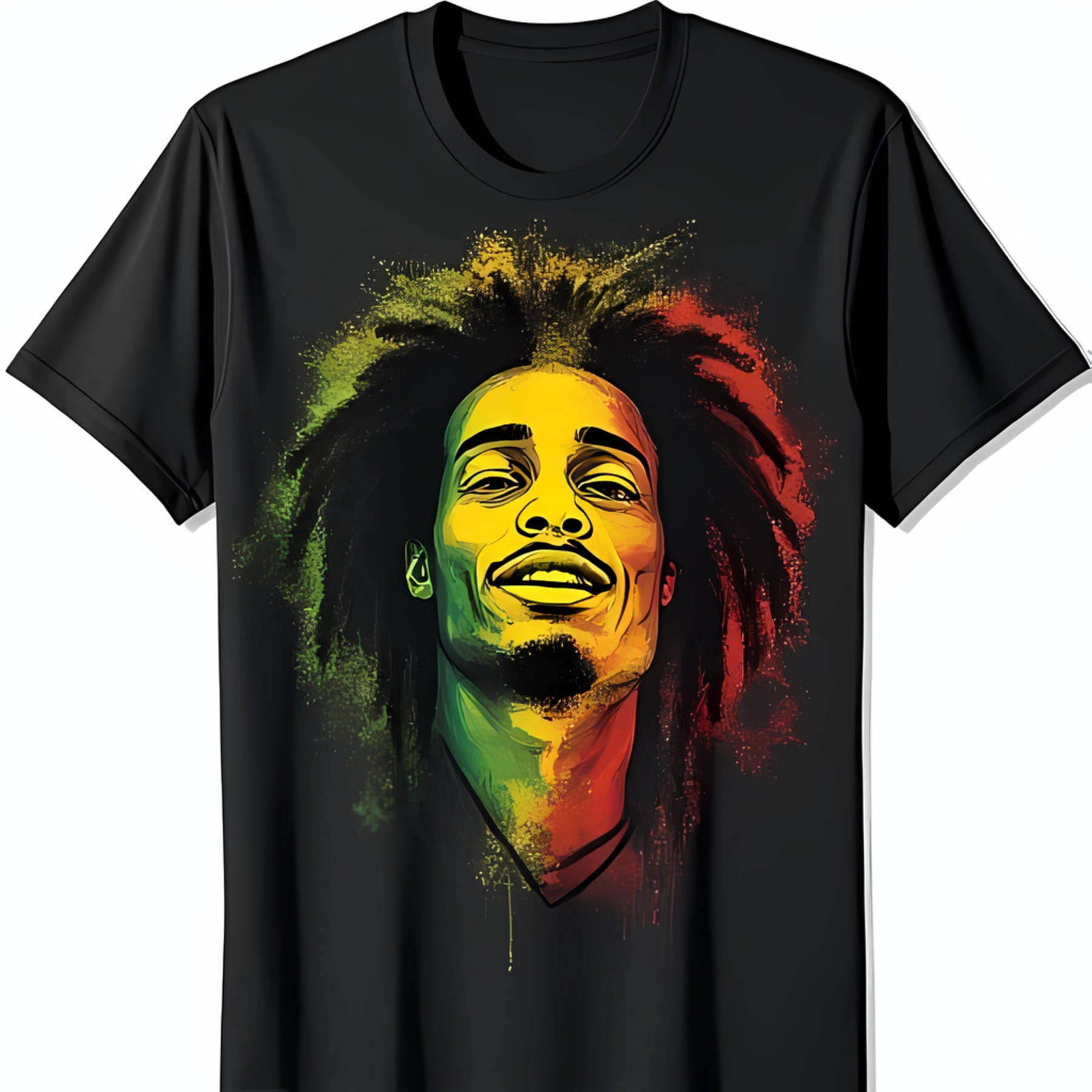 Vibrant Dreadlocks Graphic T-Shirt Bold Green Yellow Red Design ...