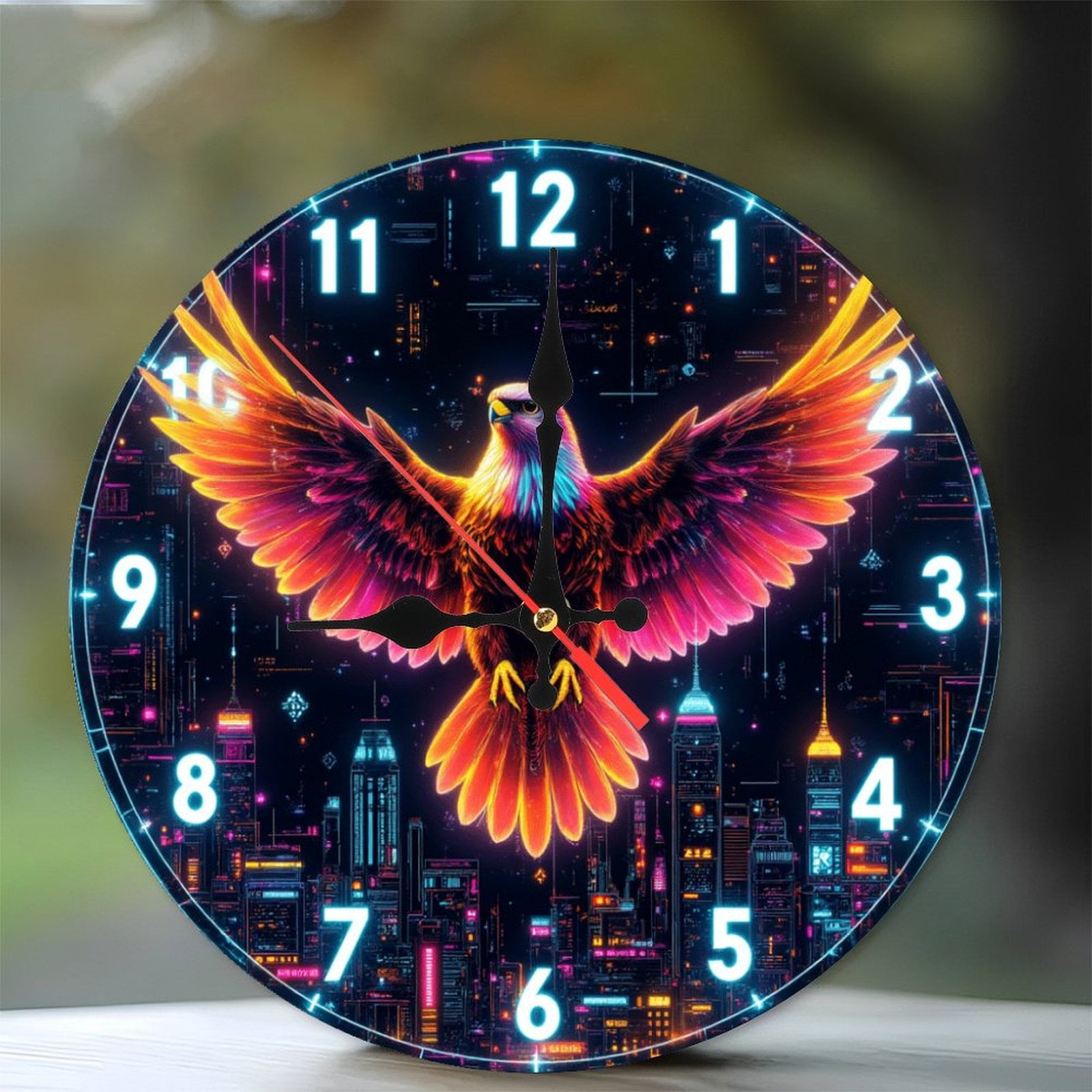Vibrant Eagle Clock 10-Inch Silent Wooden Wall Clock, Battery Operated ...
