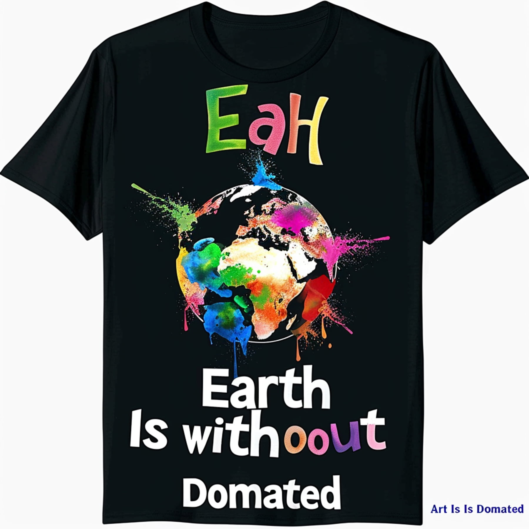 Vibrant Earth Art Tee Colorful Planet Painting Shirt Rainbow Paint ...