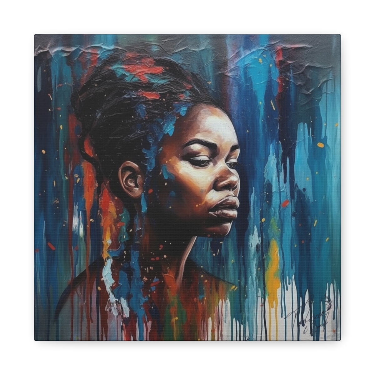 "Vibrant Emotions: A Woman of Color and Contrast" - Canvas Gallery Wrap ...