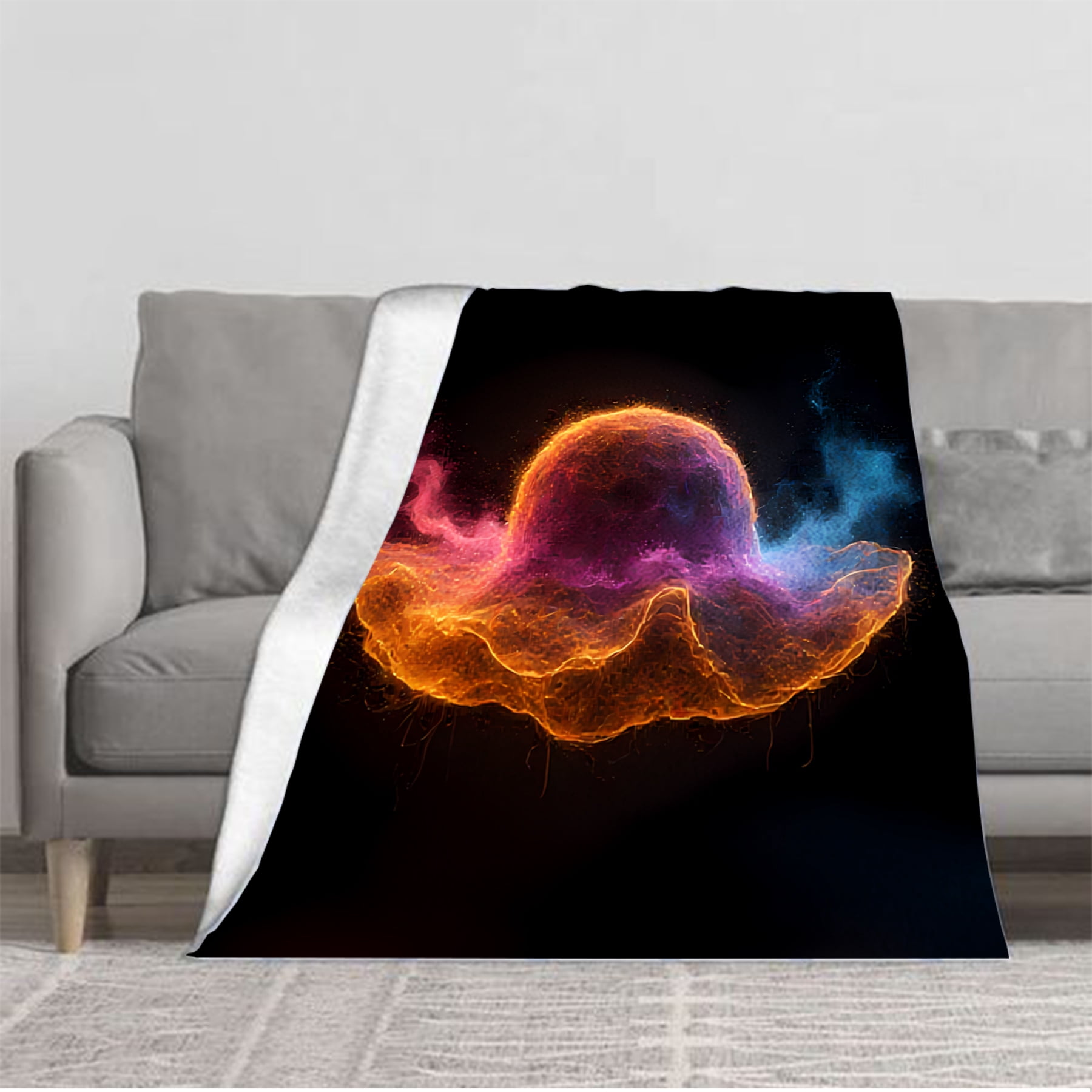 Vibrant Ethereal Jellyfish Pattern Flannel Blanket - Soft Cozy and Warm ...