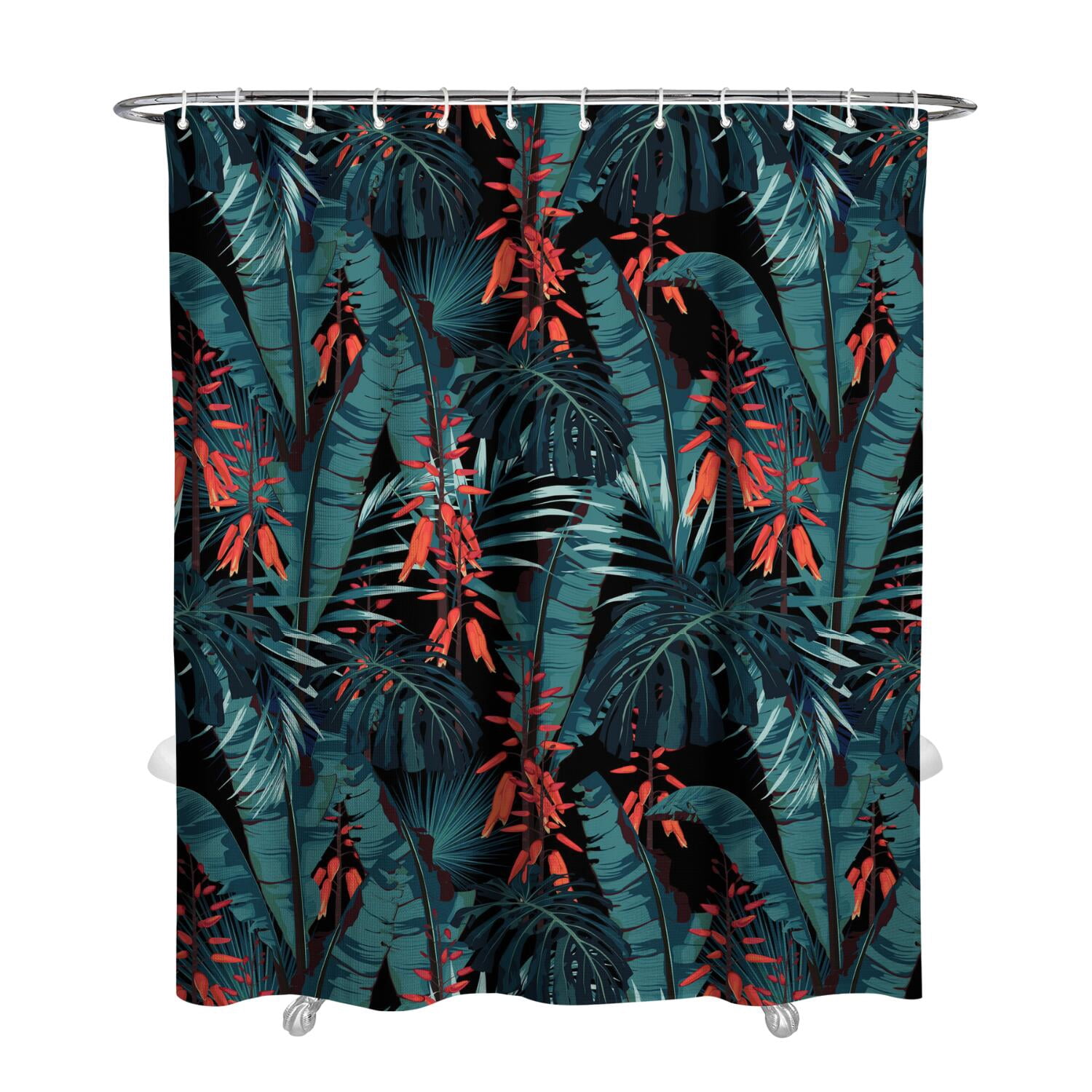 Vibrant Exotic Floral and Tropical Floral Shower Curtain 72x84, Summer ...