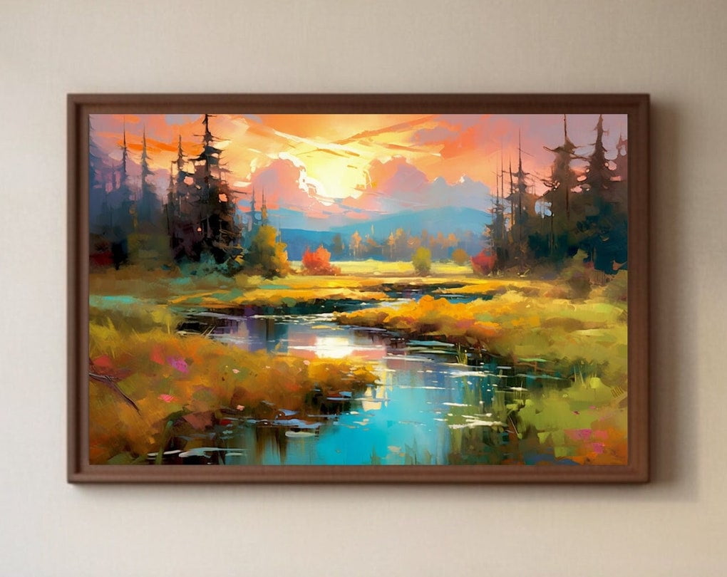 Vibrant Expressionist Painting Landscape Print Jewel Tone Art: Emerald ...