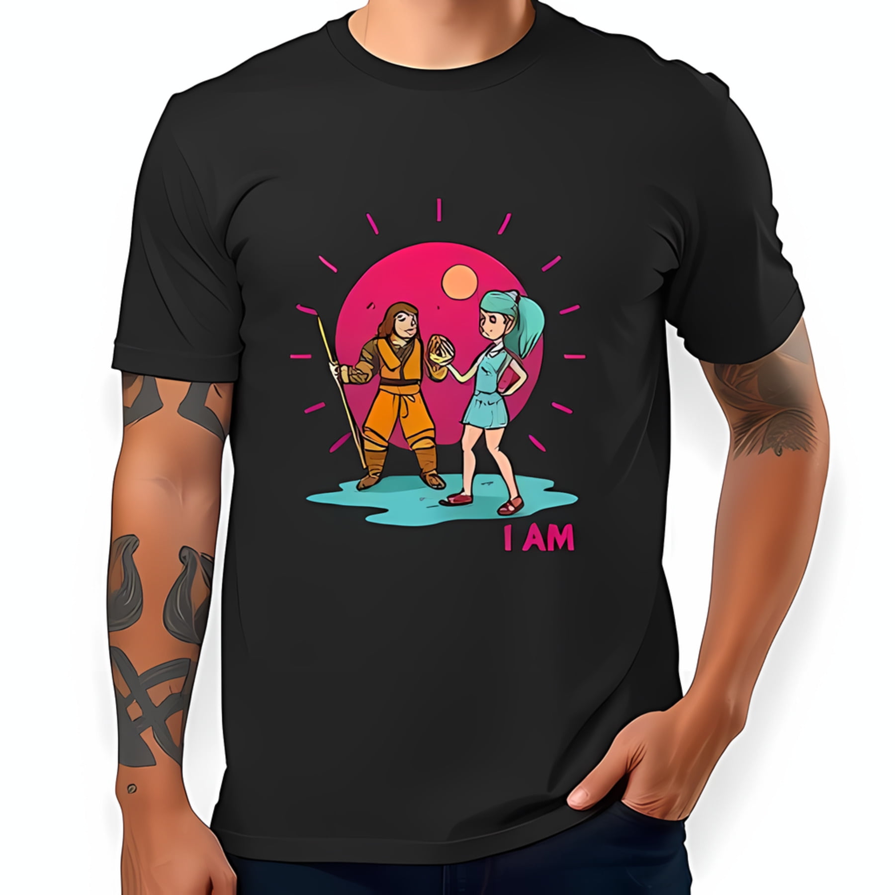 Vibrant Fantasy Illustration Cotton Short Sleeve T-Shirt - Male ...