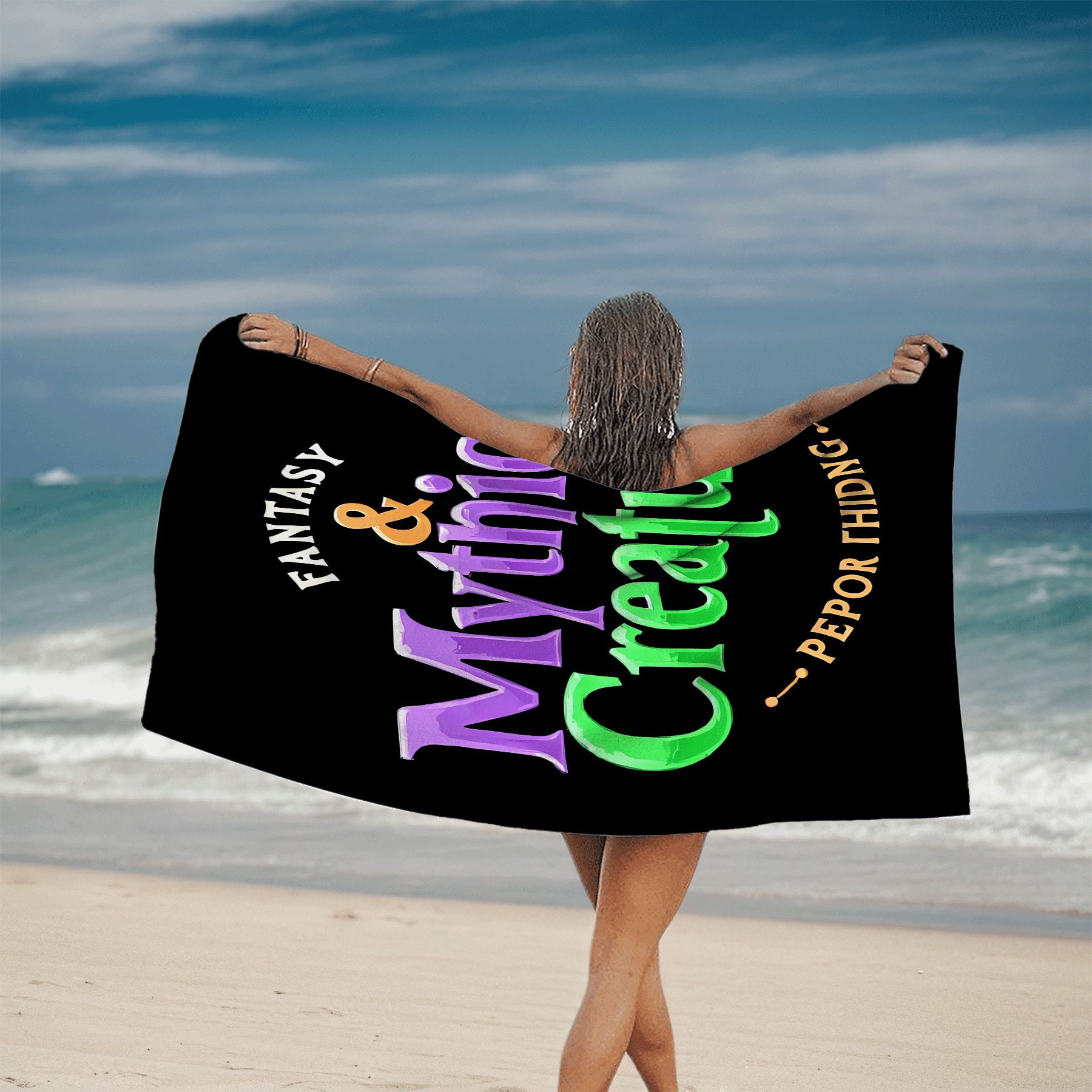 Vibrant Fantasy & Mythical Creatures Beach Towel - Bold Colorful Design ...