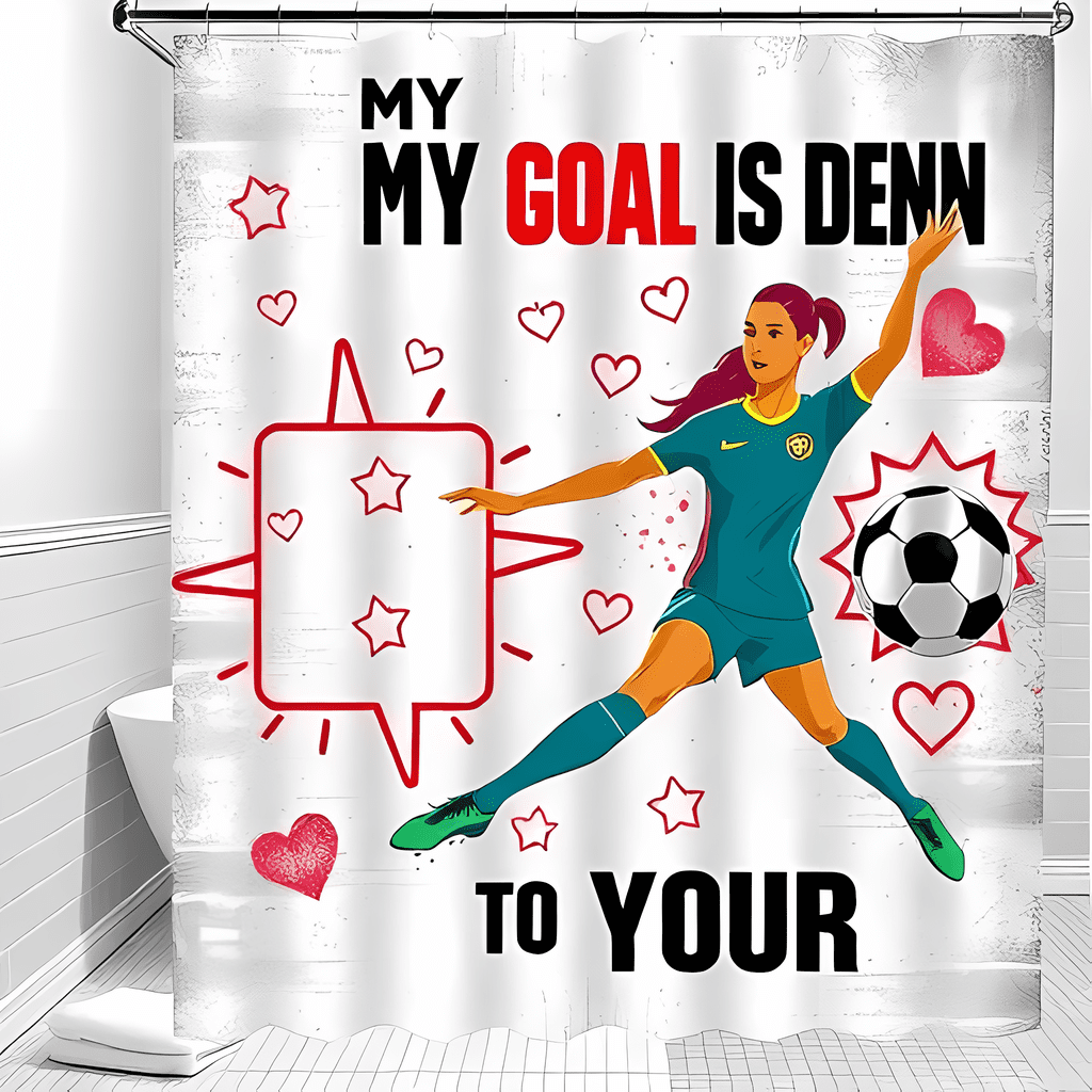 Vibrant Female Soccer Player Shower Curtain - Design with Hearts ...