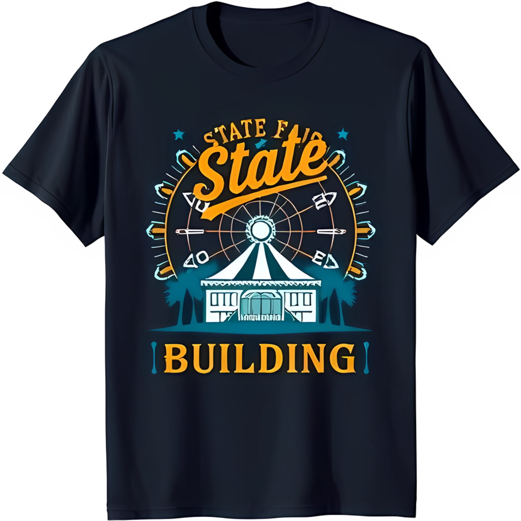 Vibrant Ferris Wheel Graphic on Black T-Shirt for State Fair Lovers ...