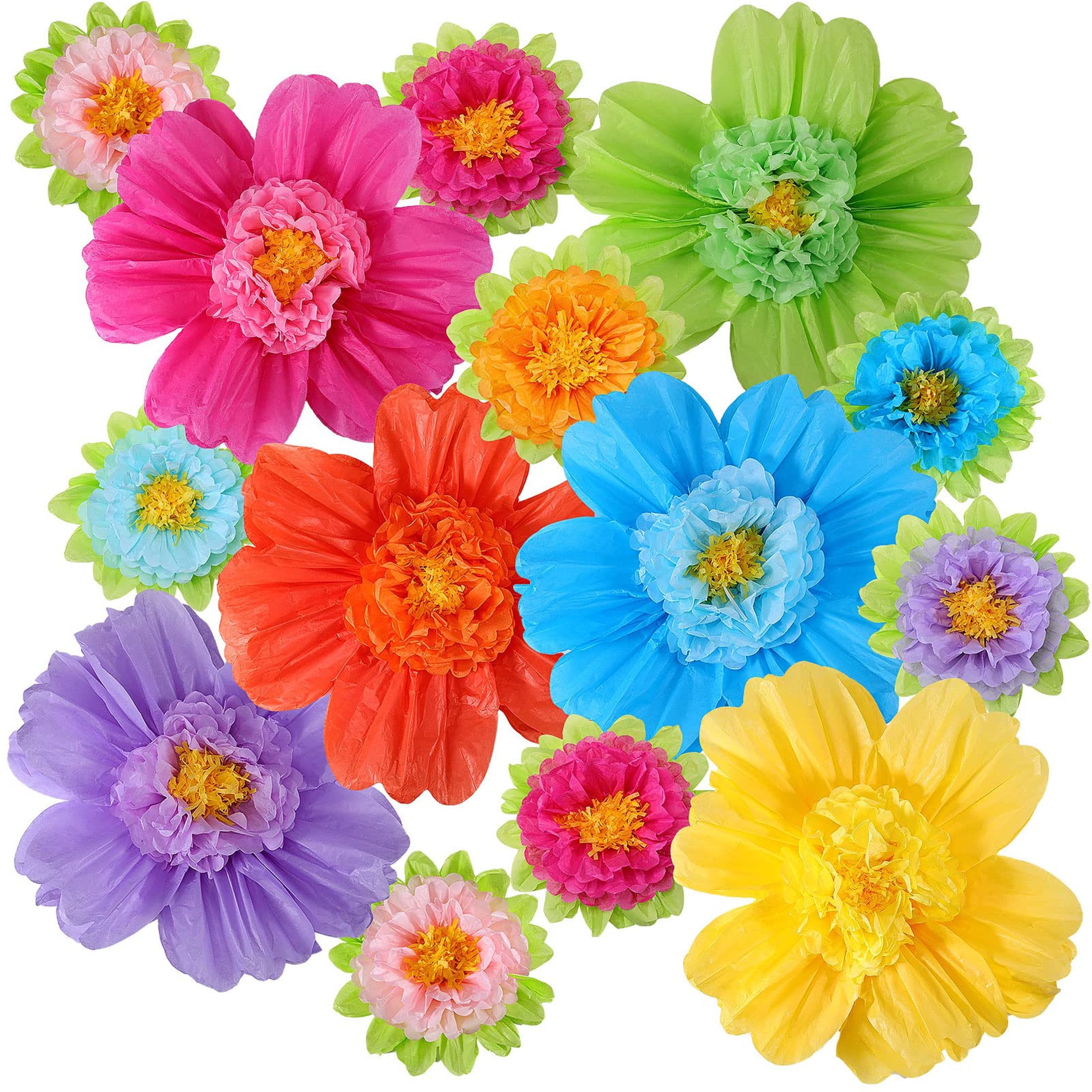 Vibrant Fiesta Paper Flower Set - 20" Giant Colorful Tissue Decorations ...