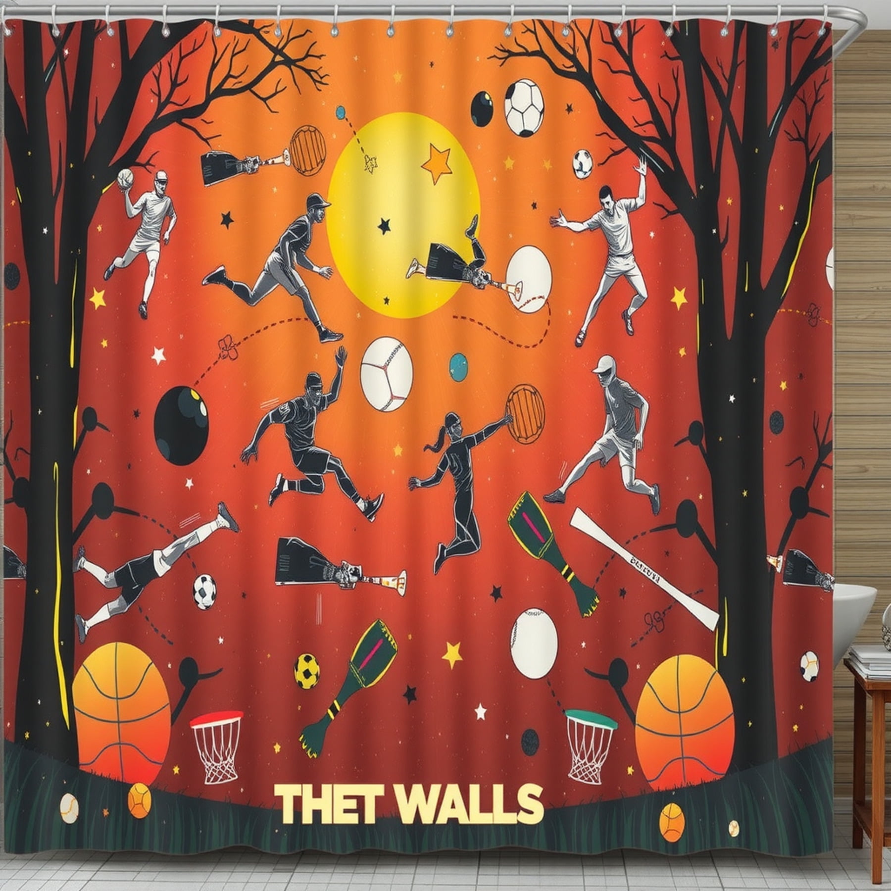 Vibrant Figures Shower Curtain - Action Design, "THET WALLS" - Walmart.com