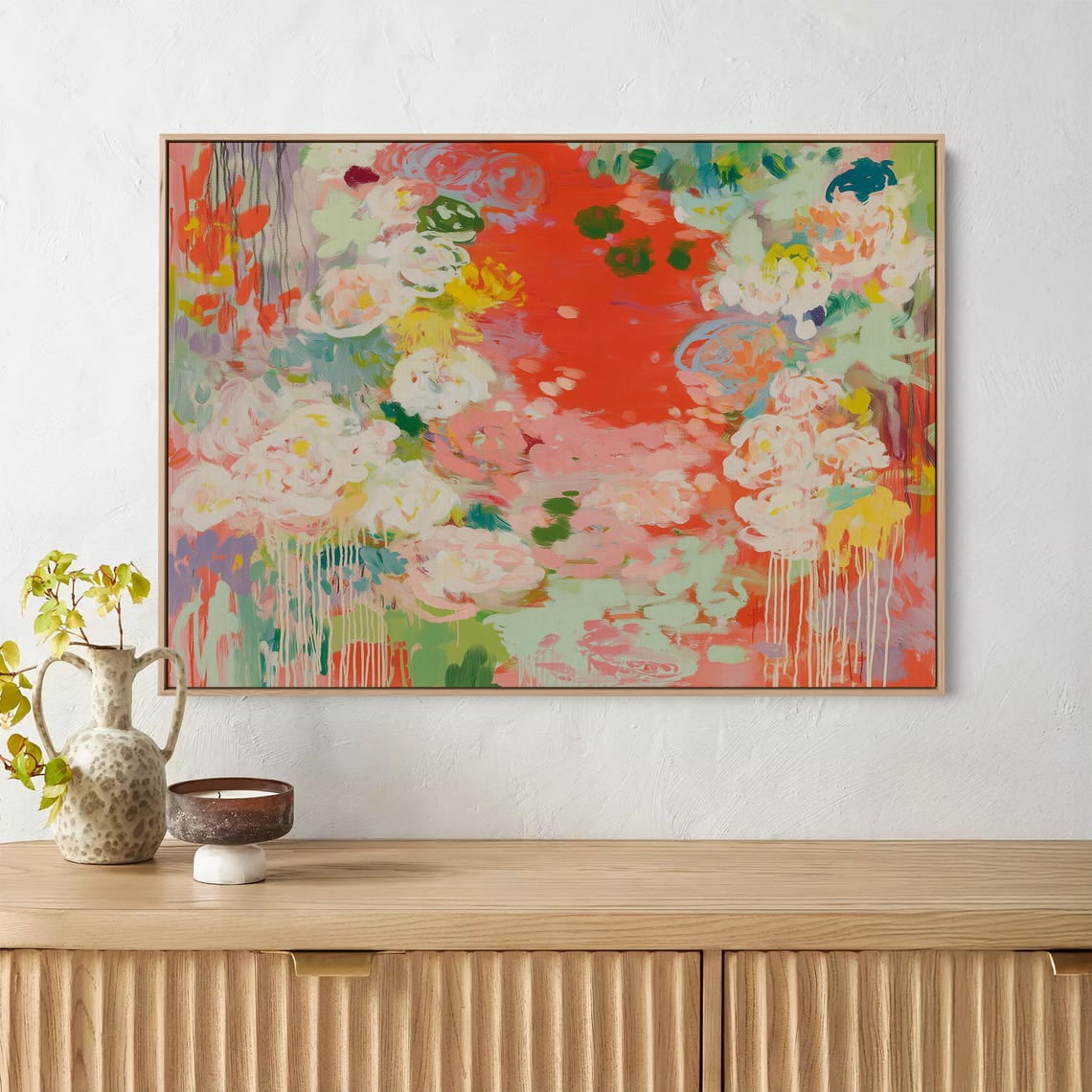 Vibrant Floral Abstraction With Expressive Blooms And Warm Red Tones ...