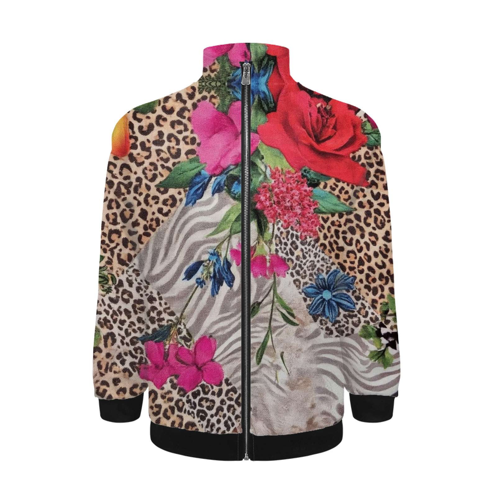 Vibrant Floral Animal Print Fabric Jacket Men's Street Cool Long ...