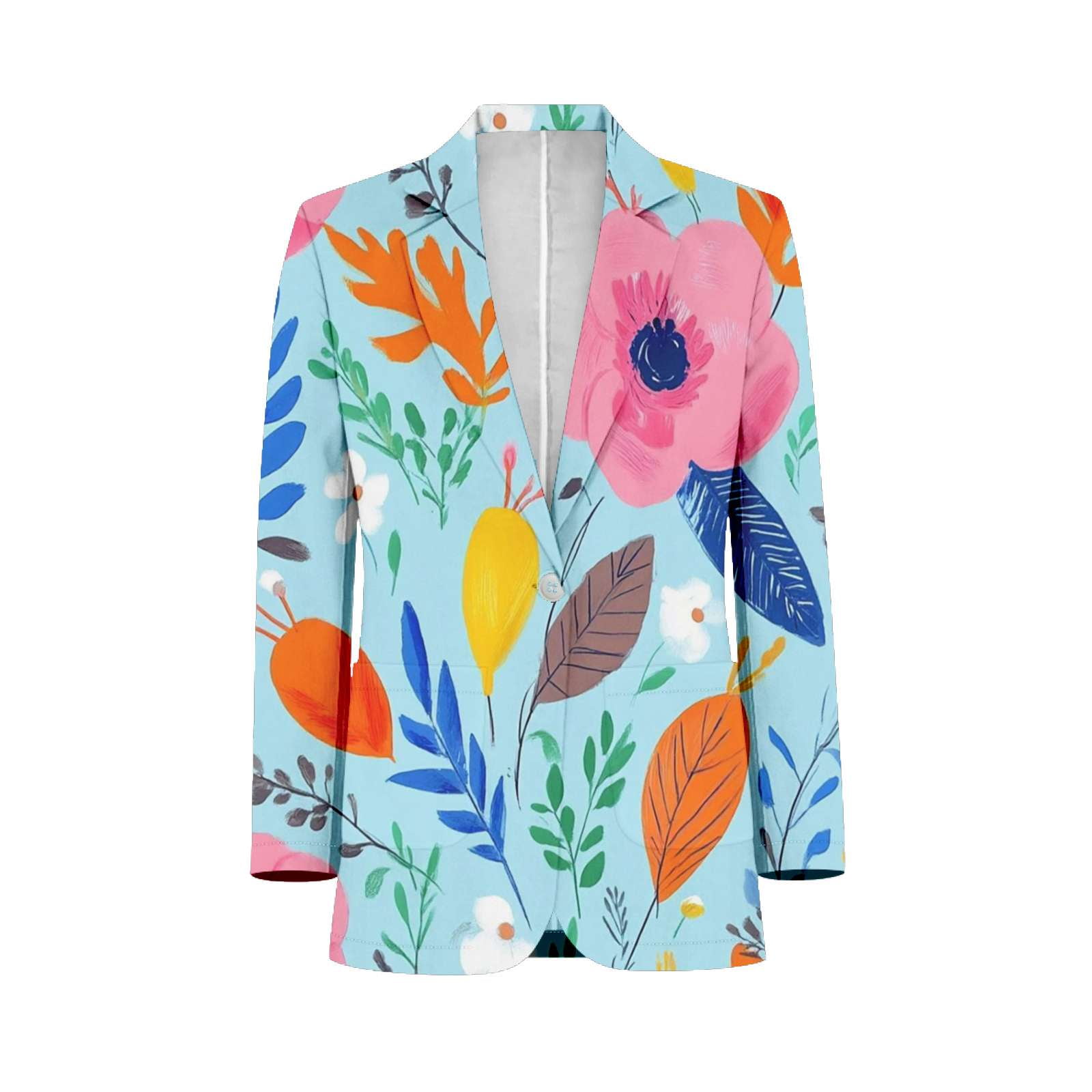 Vibrant Floral Blue Background Design Customized Men's Suits full man ...