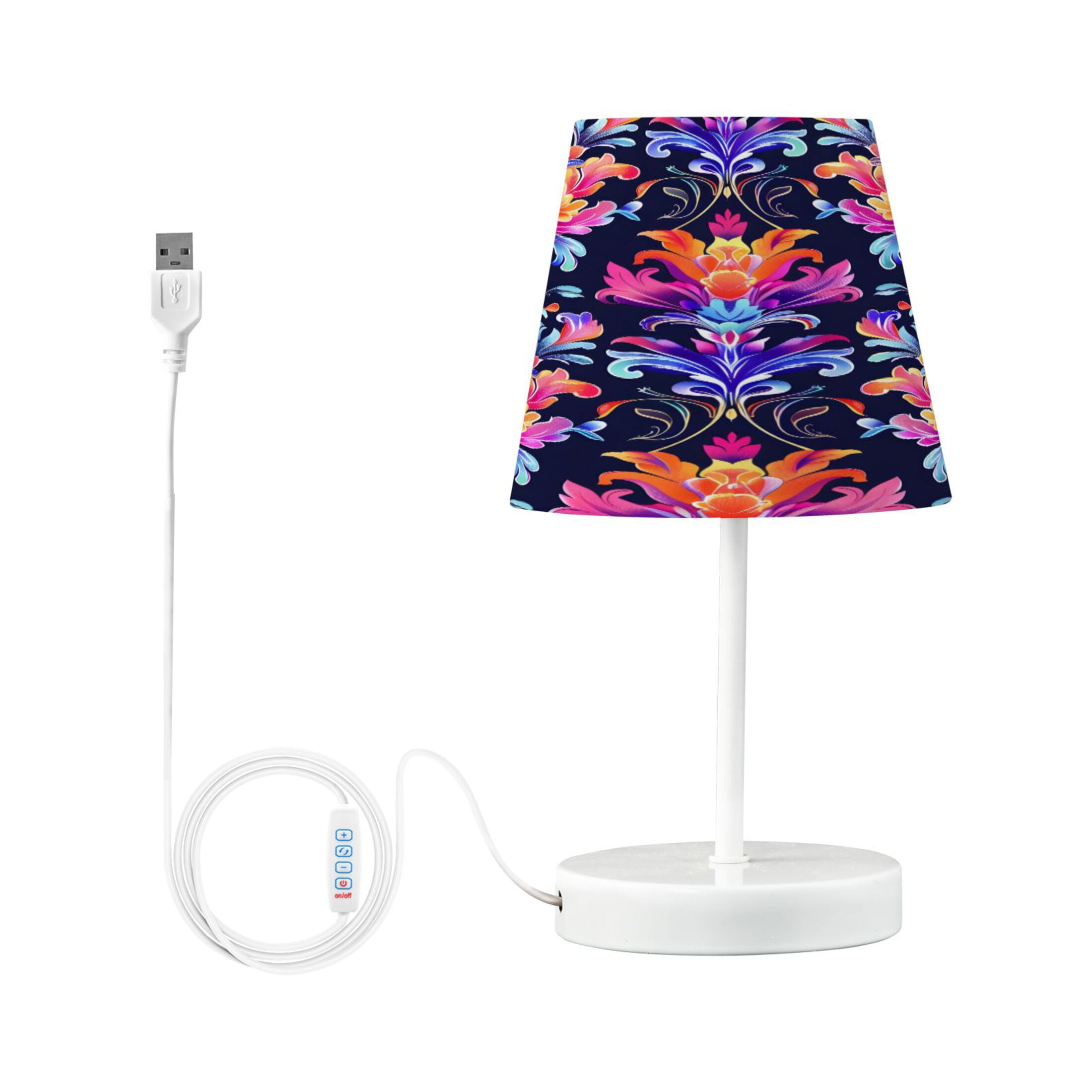 Vibrant Floral Flower Damask Desk Lamp LED Table Nightstand Lamps with ...