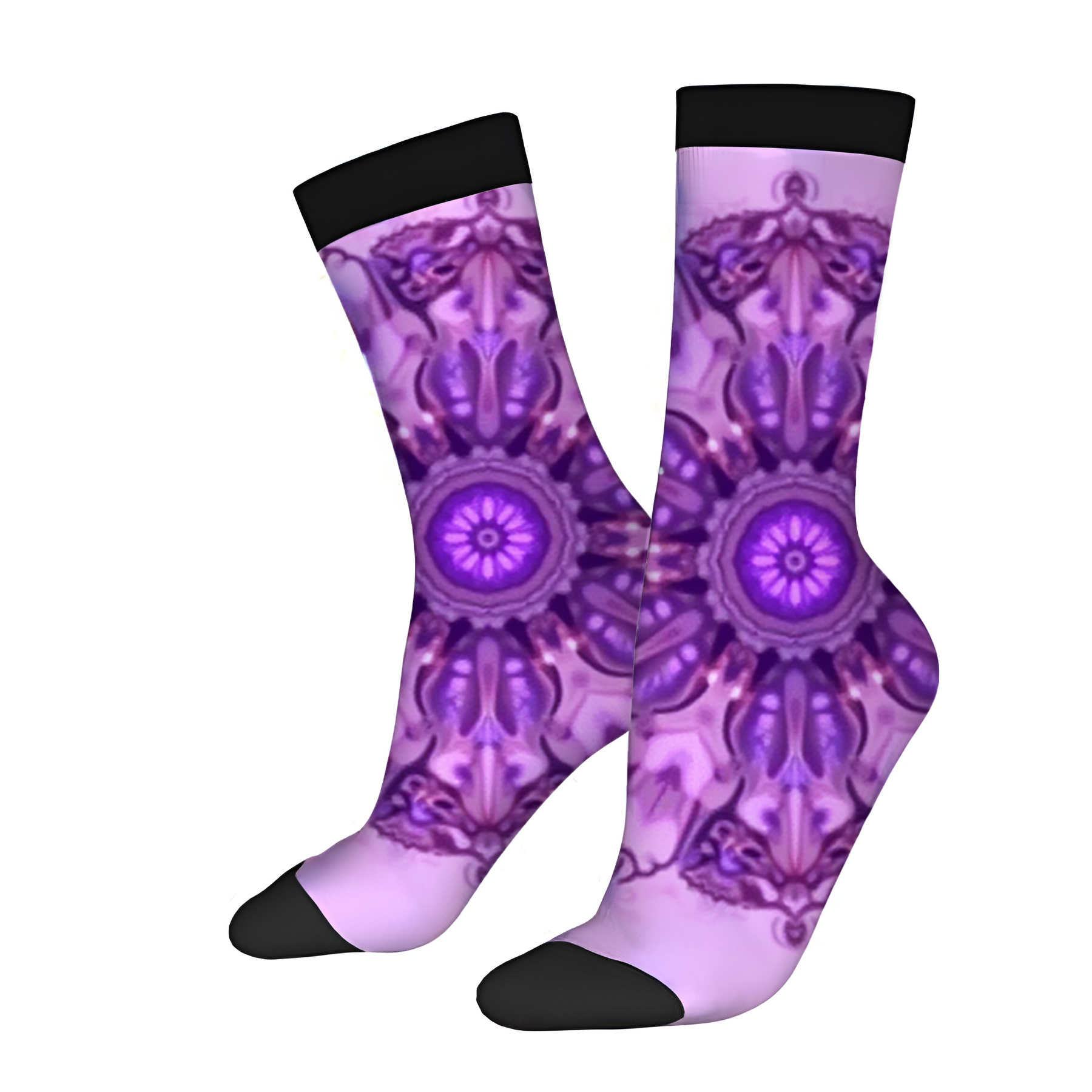 Vibrant Floral Mandala Socks - 2 Pairs of Unisex Trendy Socks with ...