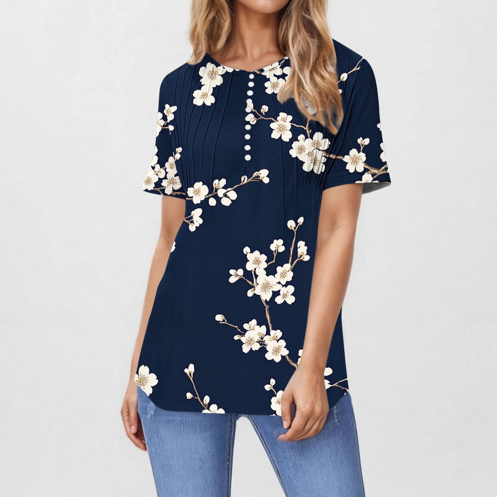 Vibrant Floral Patchwork Blouse Casual Chic Tops with Relaxed Fit ...