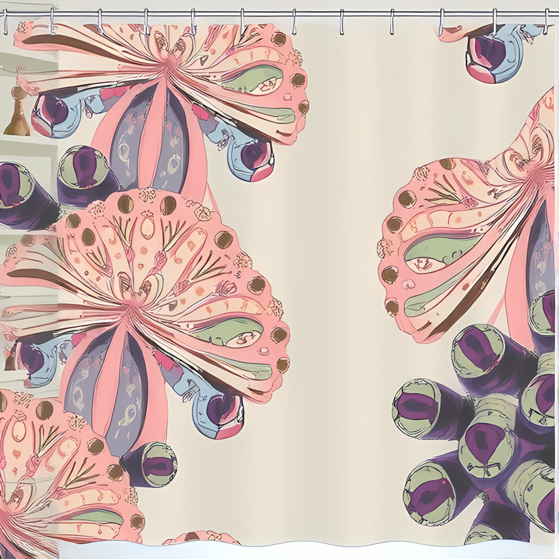 Vibrant Floral Pattern Shower Curtain - Large Colorful Flowers with ...