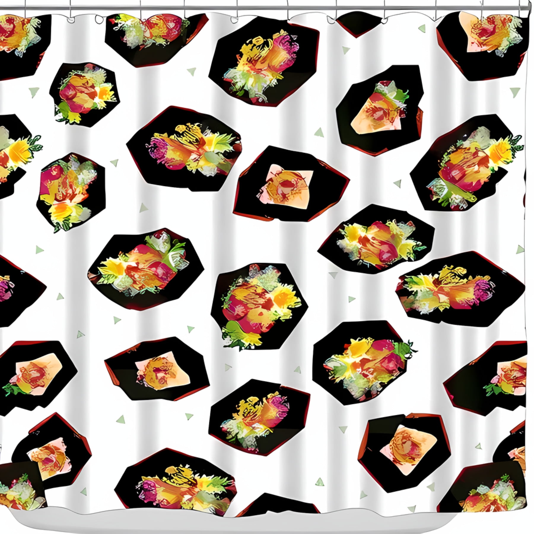 Vibrant Floral Pattern Shower Curtain - Modern White Background with ...