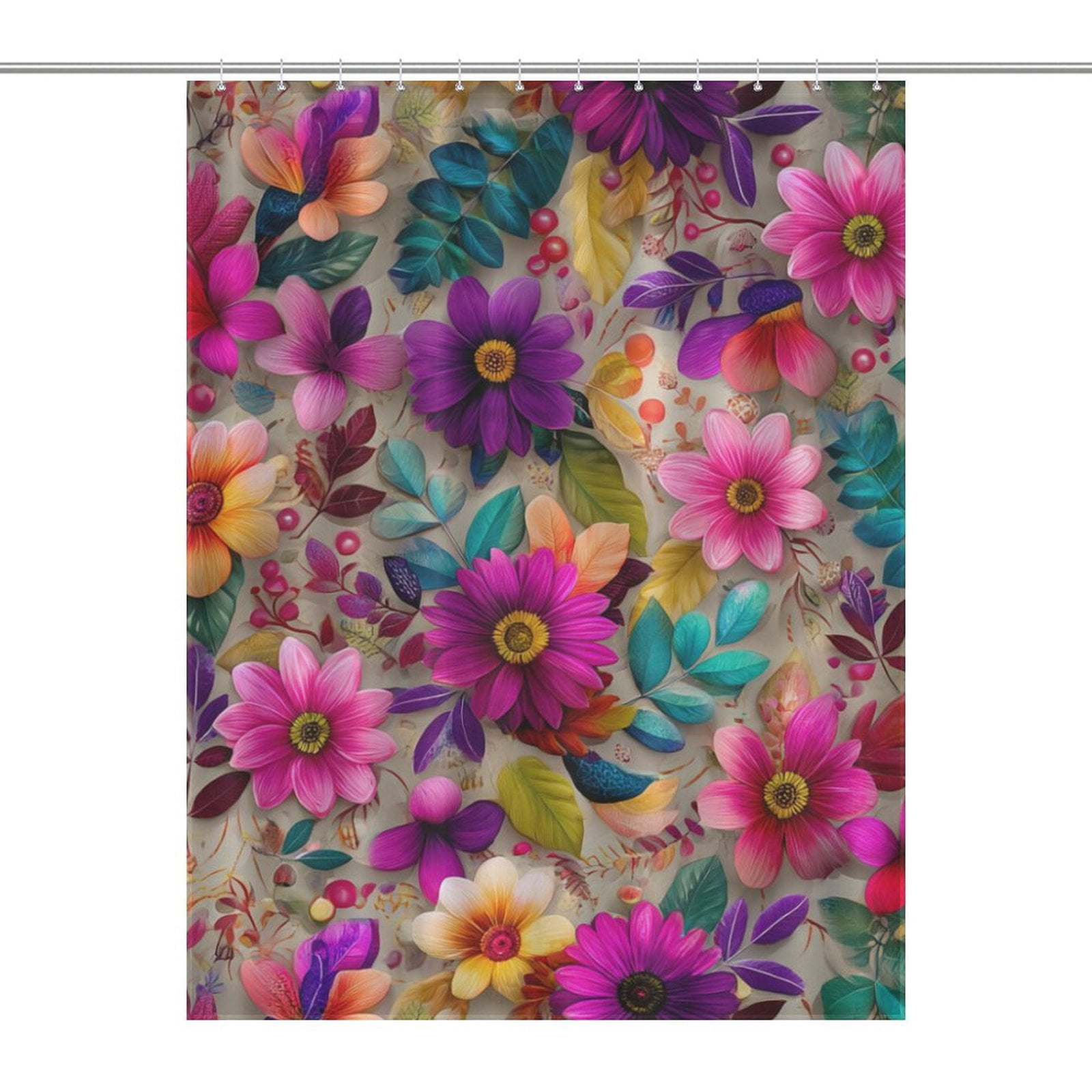 Vibrant Floral Print Colorful Flowers Design Cloth Fabric Bathroom ...