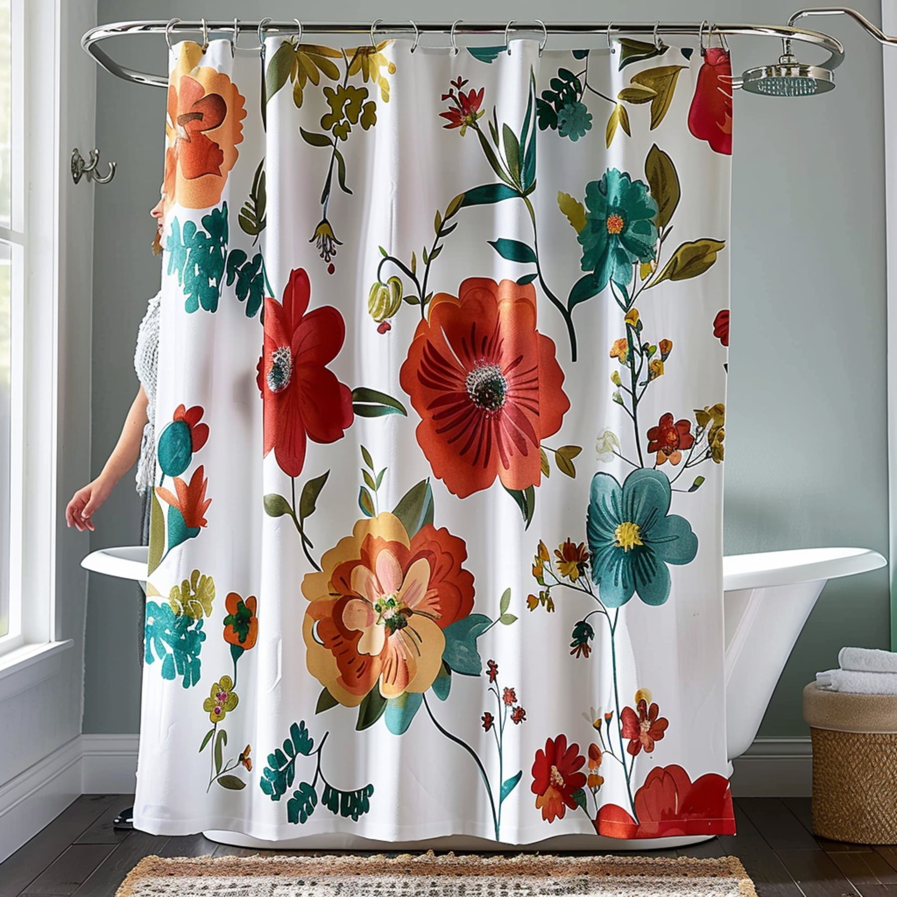 Vibrant Floral Shower Curtain Brighten Your Bathroom With Colorful