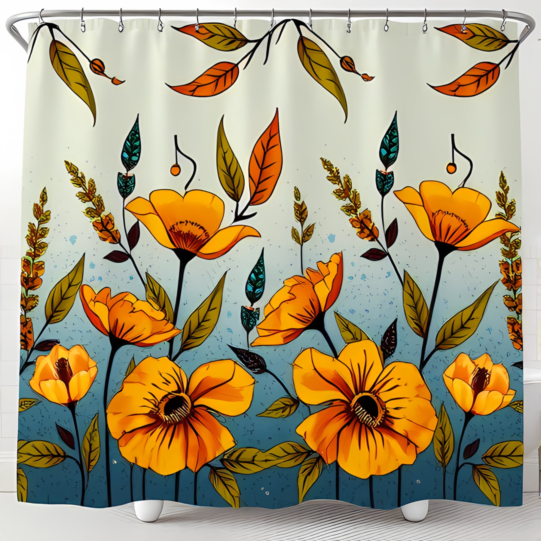 Orange And Green Shower Curtainnull