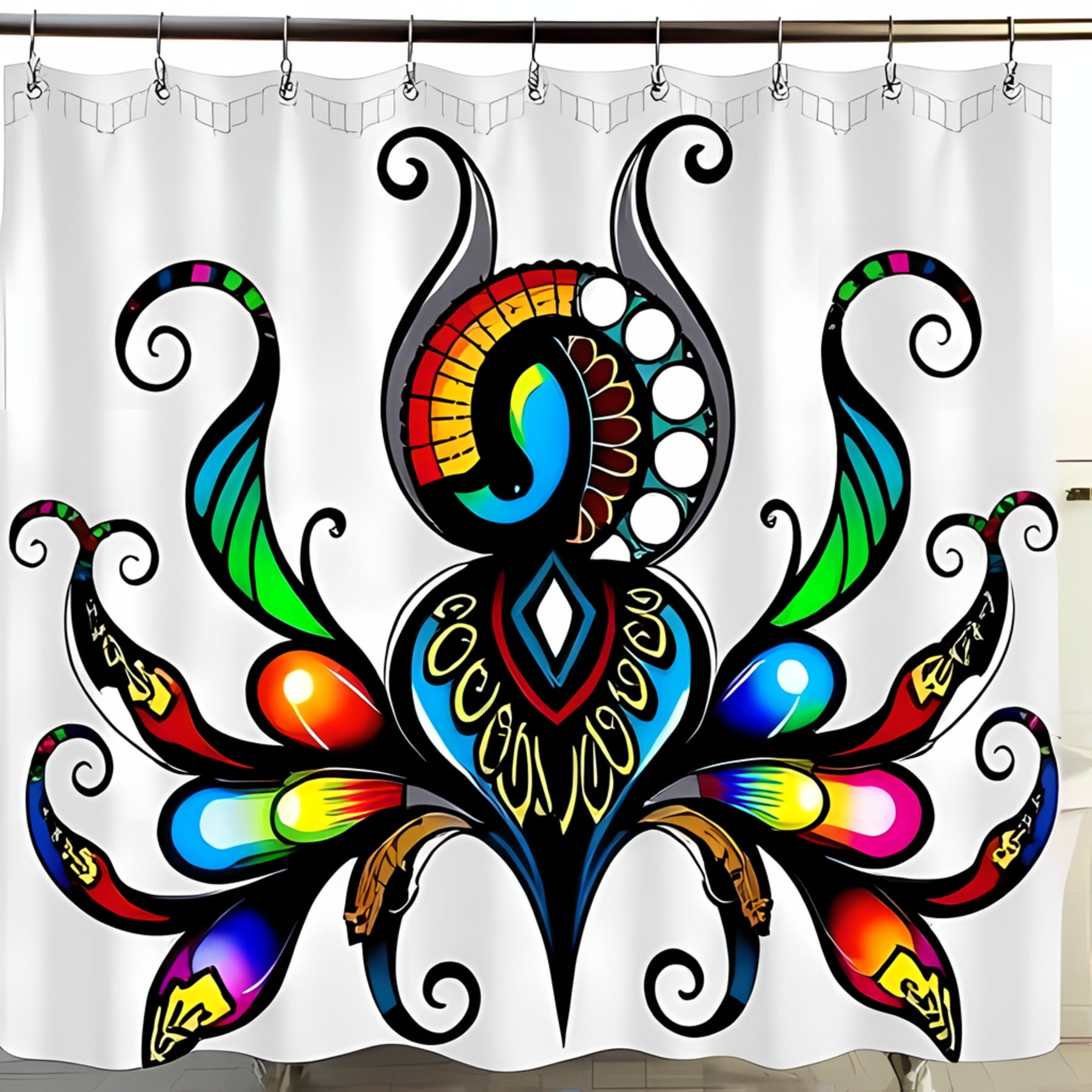 Vibrant Floral Shower Curtain with Motif Toned Colors for a Bold ...