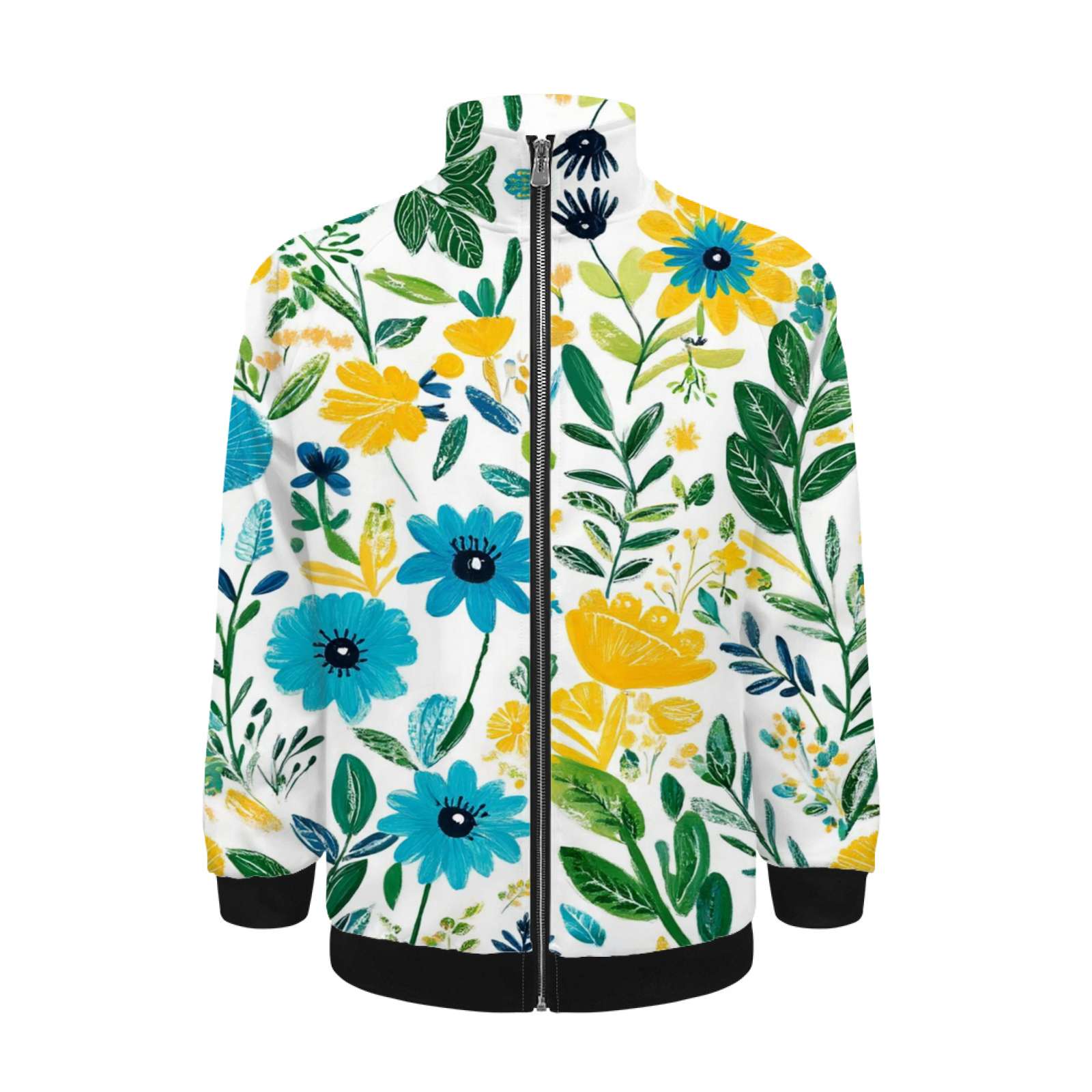 Vibrant Floral Summer Blue Yellow Green Jacket Men's Street Cool Long ...