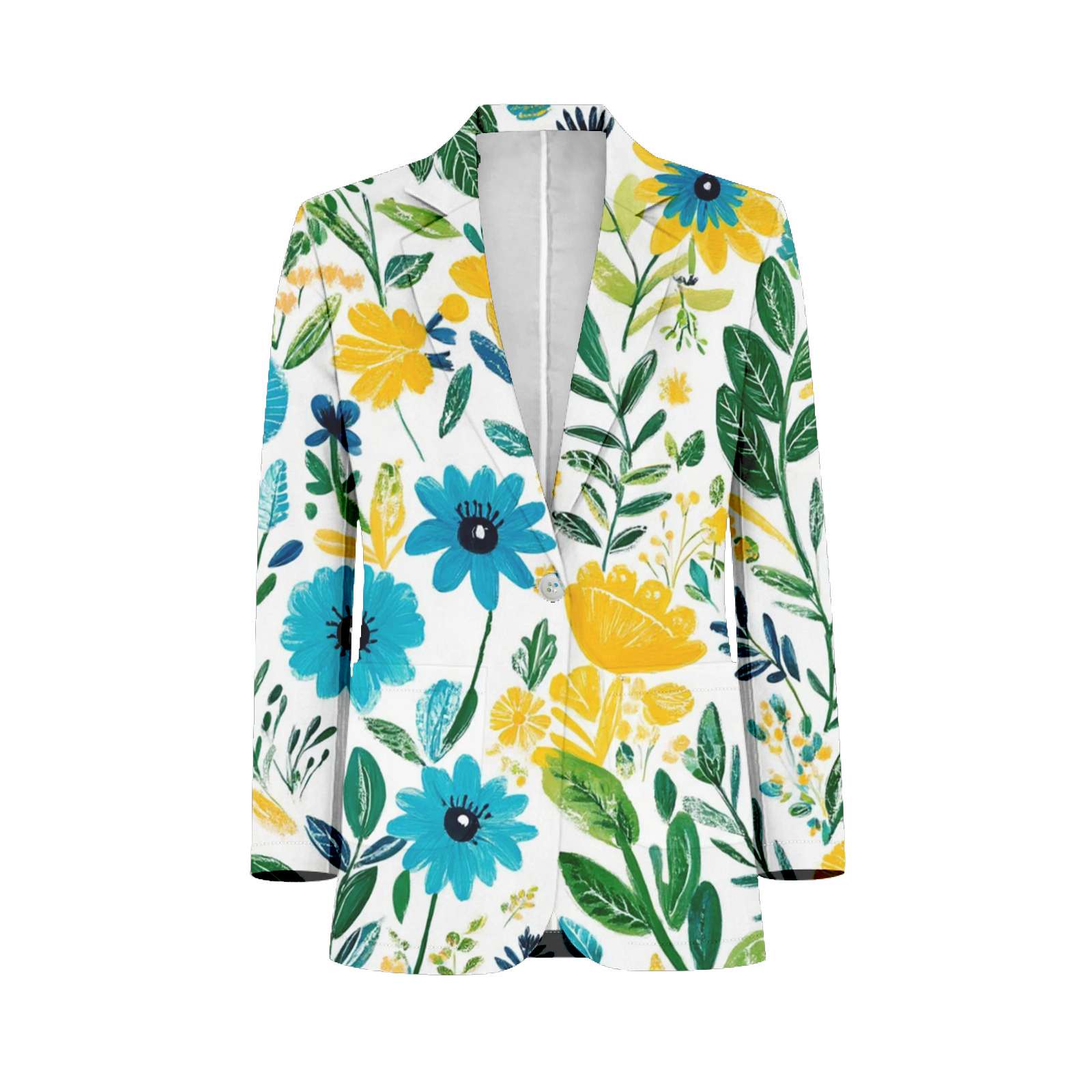 Vibrant Floral Summer Blue Yellow Green Mens Suits Shawl Collar Slim ...