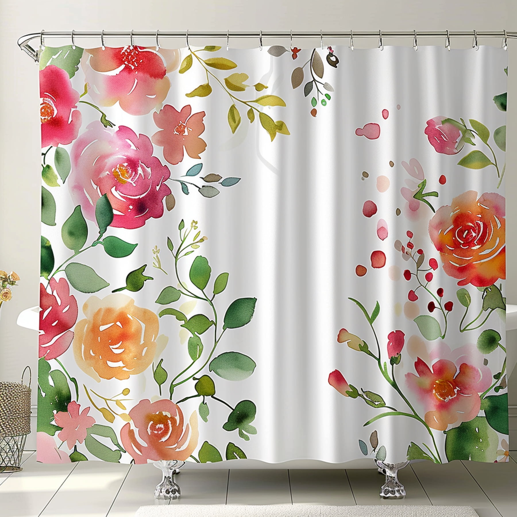 Vibrant Floral Watercolor Shower Curtain Brighten Your Bathroom With