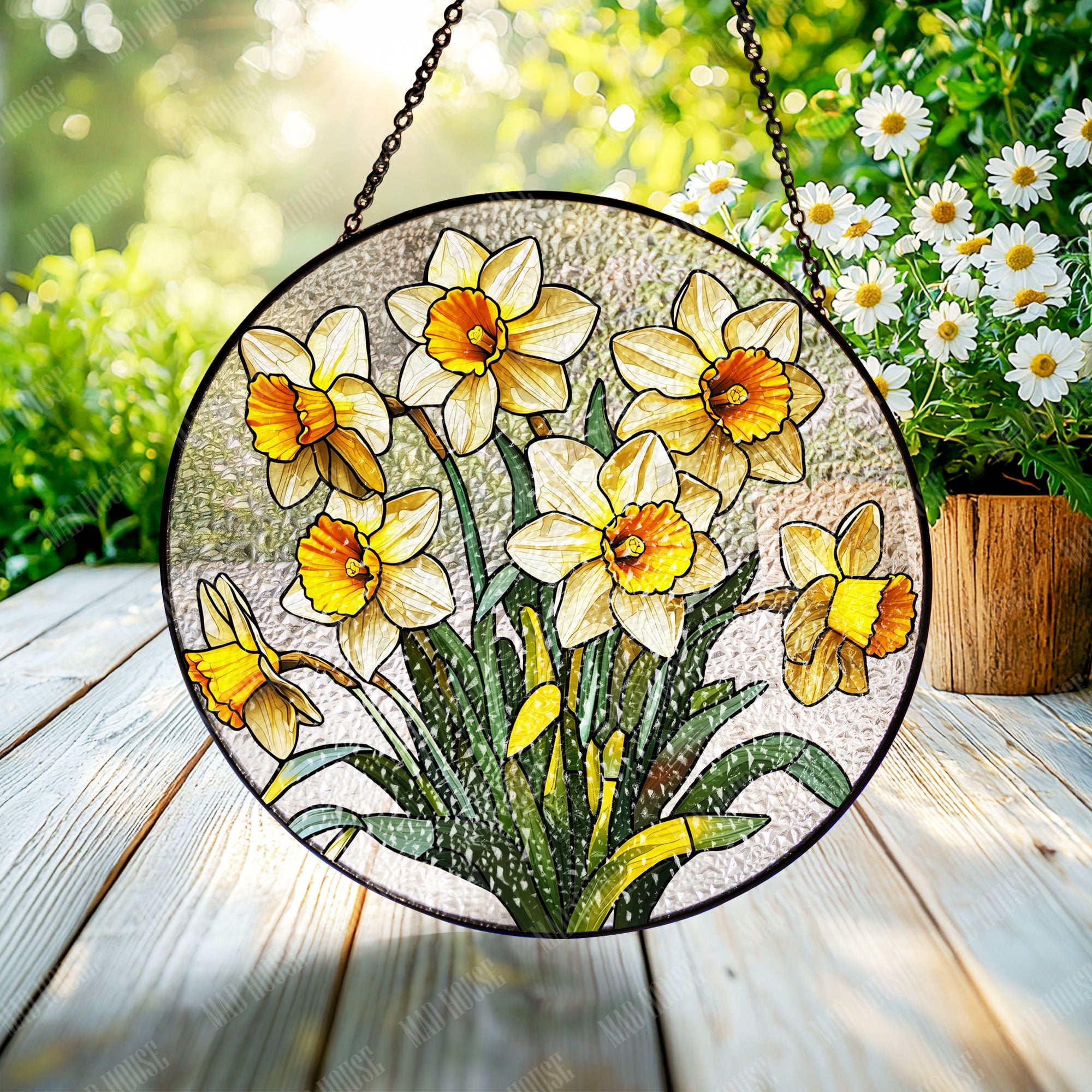 Vibrant Floral Window Hanging Glass, Stained Glass Car Decoration, Gift ...