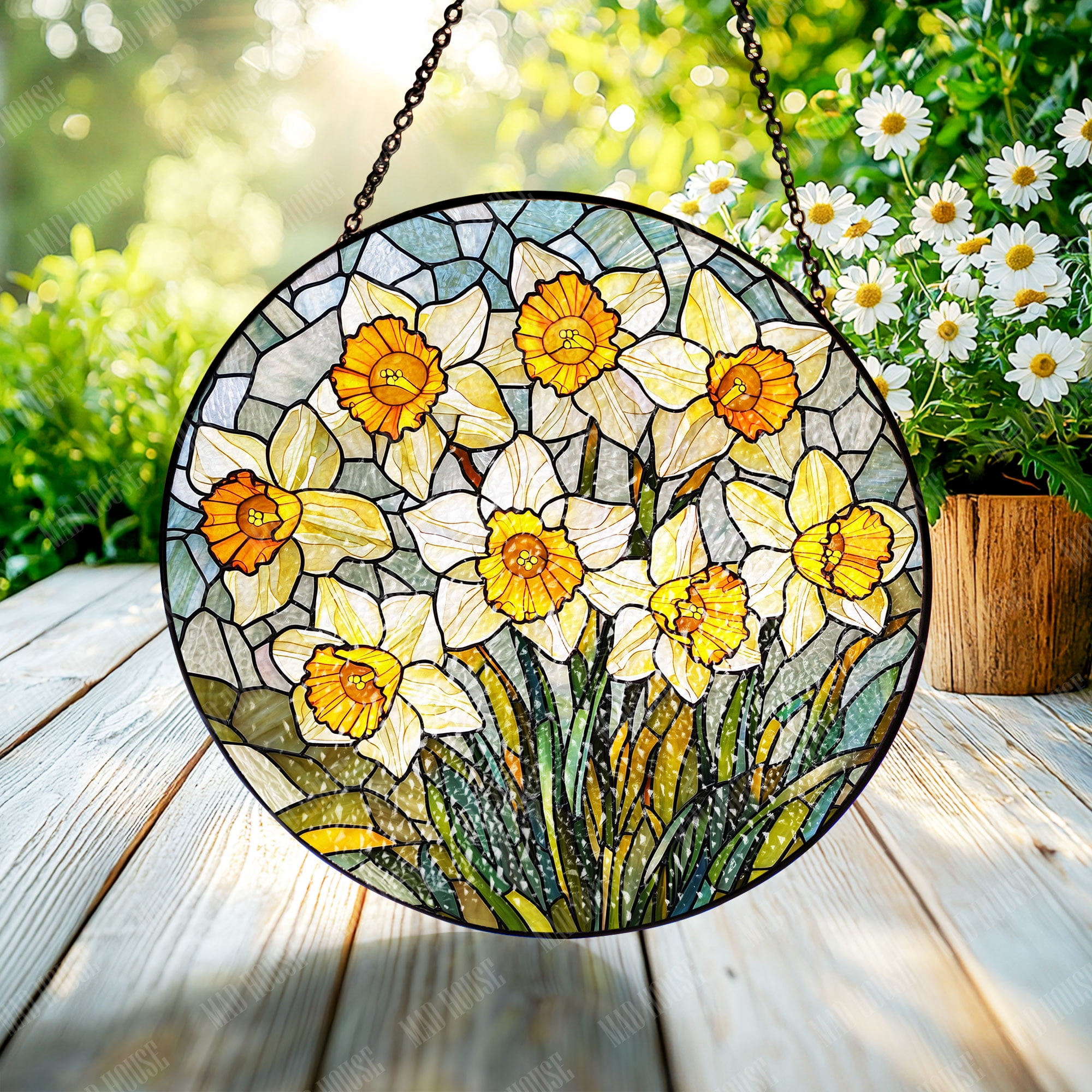 Vibrant Floral Window Hanging Glass, Stained Glass Car Decoration, Gift ...