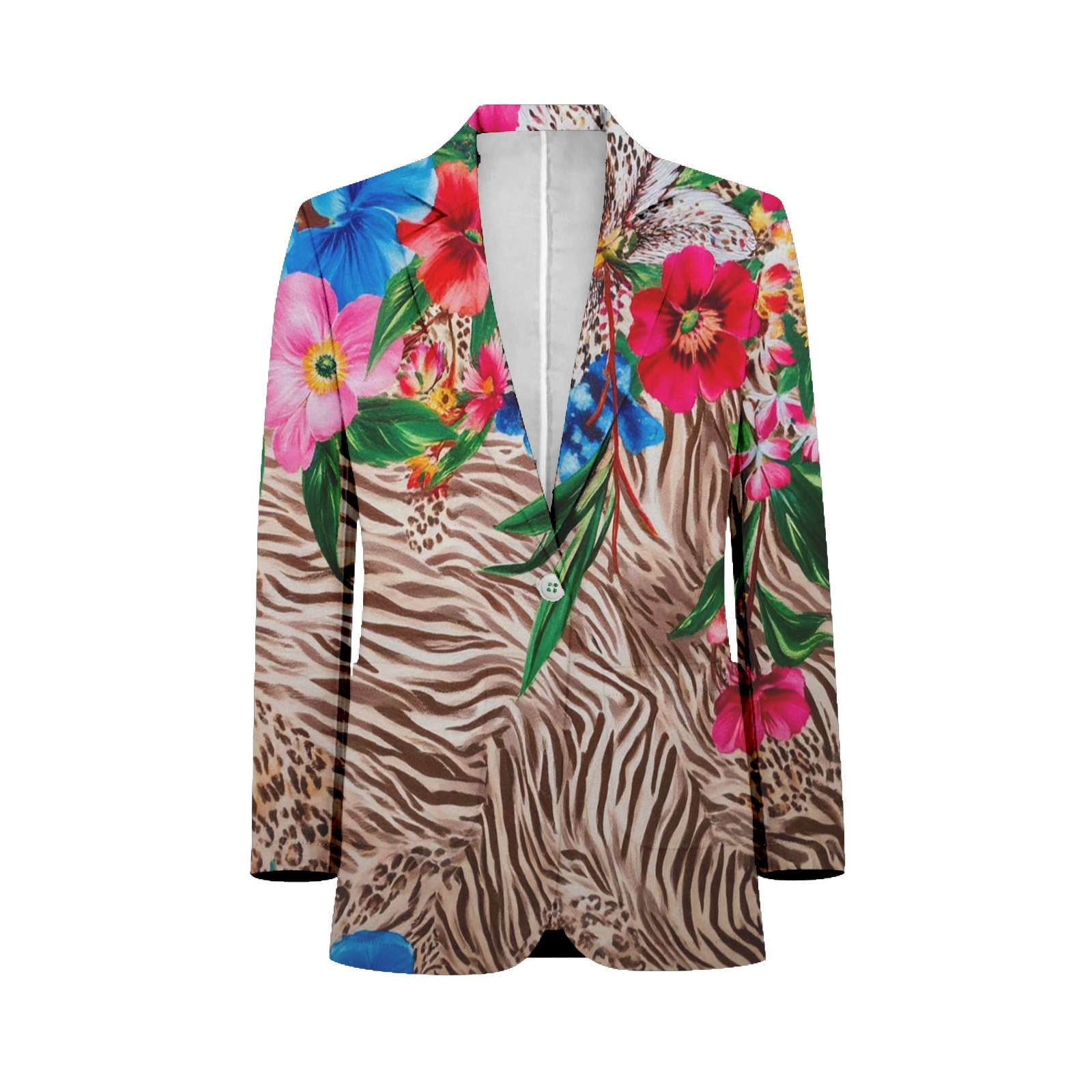 Vibrant Floral Zebra Print Fabric Customized Men's Suits full man Shawl ...
