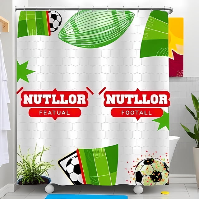 Vibrant Football & Soccer Shower Curtain with Hexagonal Pattern - Fun ...