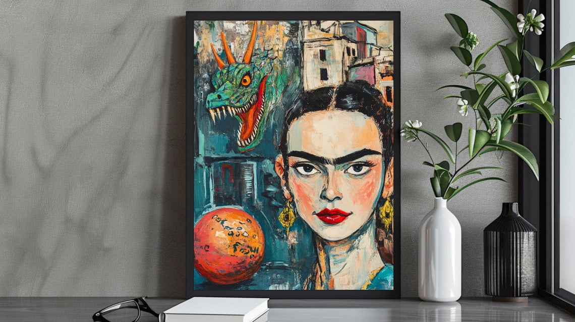 Vibrant Frida Kahlo-Inspired Art Print, Colorful Mexican Heritage ...