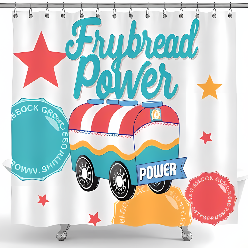 Vibrant Frybread Power Shower Curtain - Colorful Truck Design Retro ...