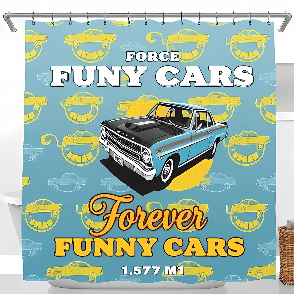Vibrant Funny Cars Shower Curtain - Classic Muscle Car Design with Bold ...