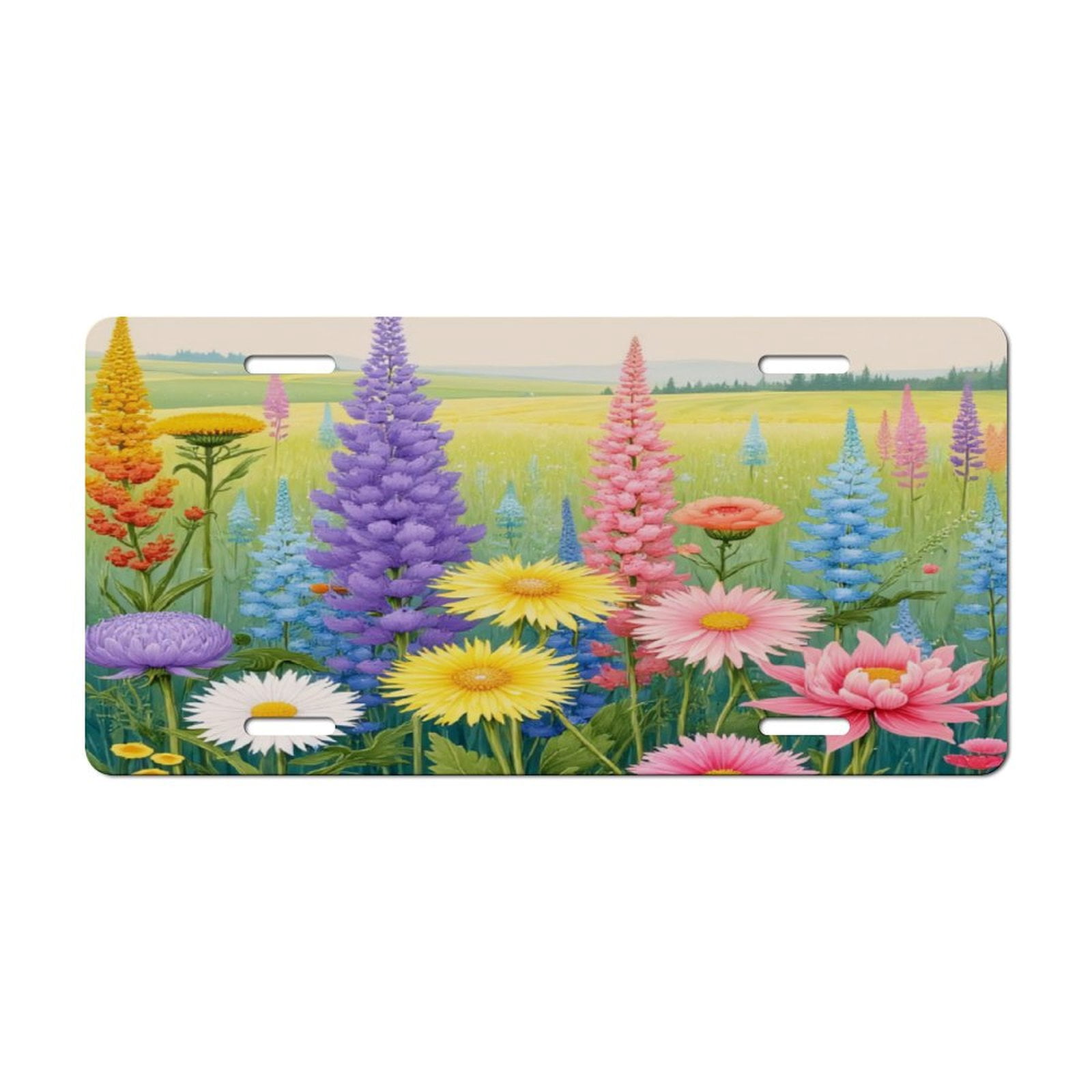Vibrant Garden Floral Print License Plate Lightweight Aluminum ...