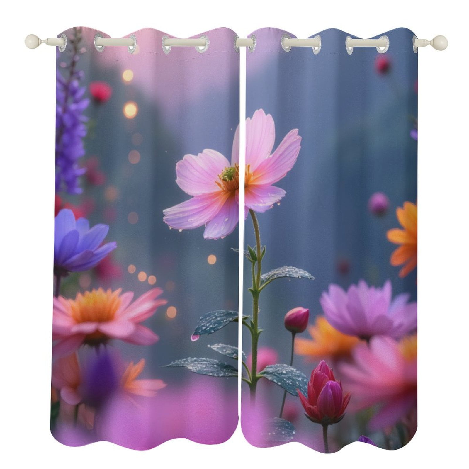 Vibrant Garden Flowers Blackout Window Curtains for Bedroom Living Room ...
