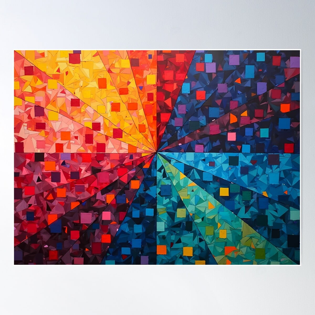 Vibrant Geometric Abstract Art With Radiant Color Spectrum Poster Wall ...