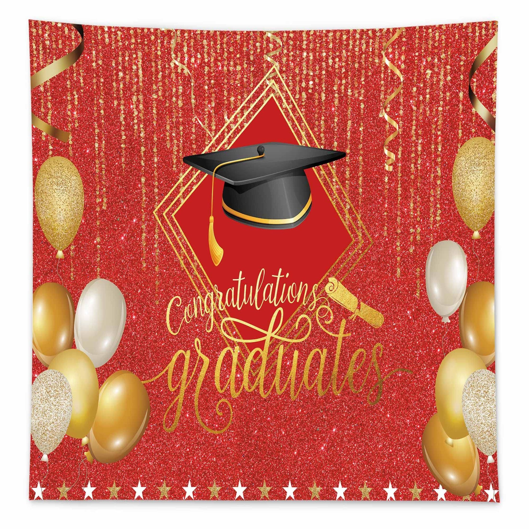 Vibrant Gold and Red Graduation Backdrop 118" x 95" for Photography ...